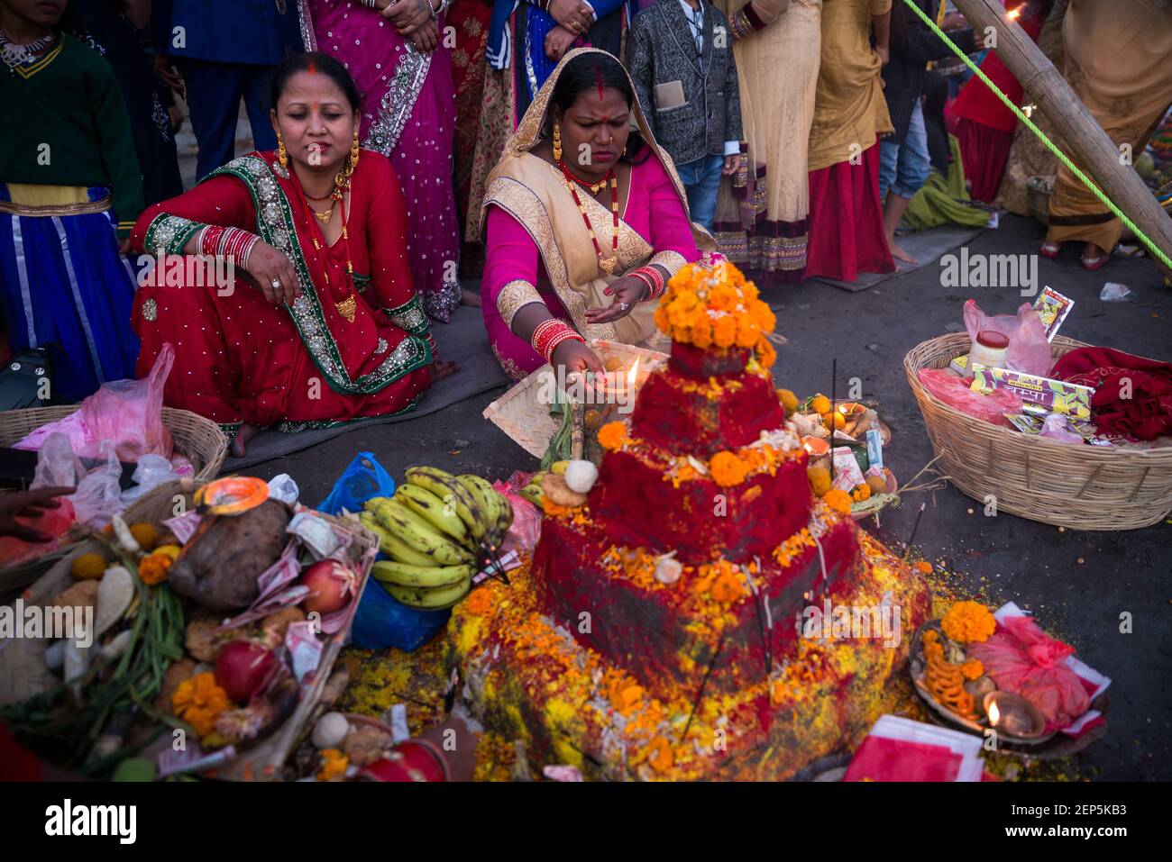 Devotees perform the rituals during the Chhath puja festival. The ...