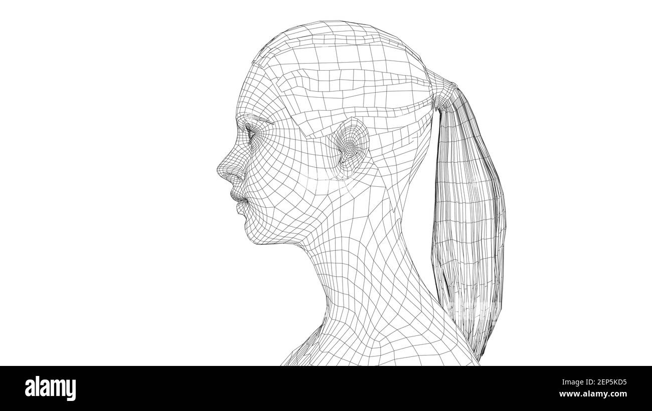 Wireframe portrait of a young beautiful girl Stock Vector Image & Art ...