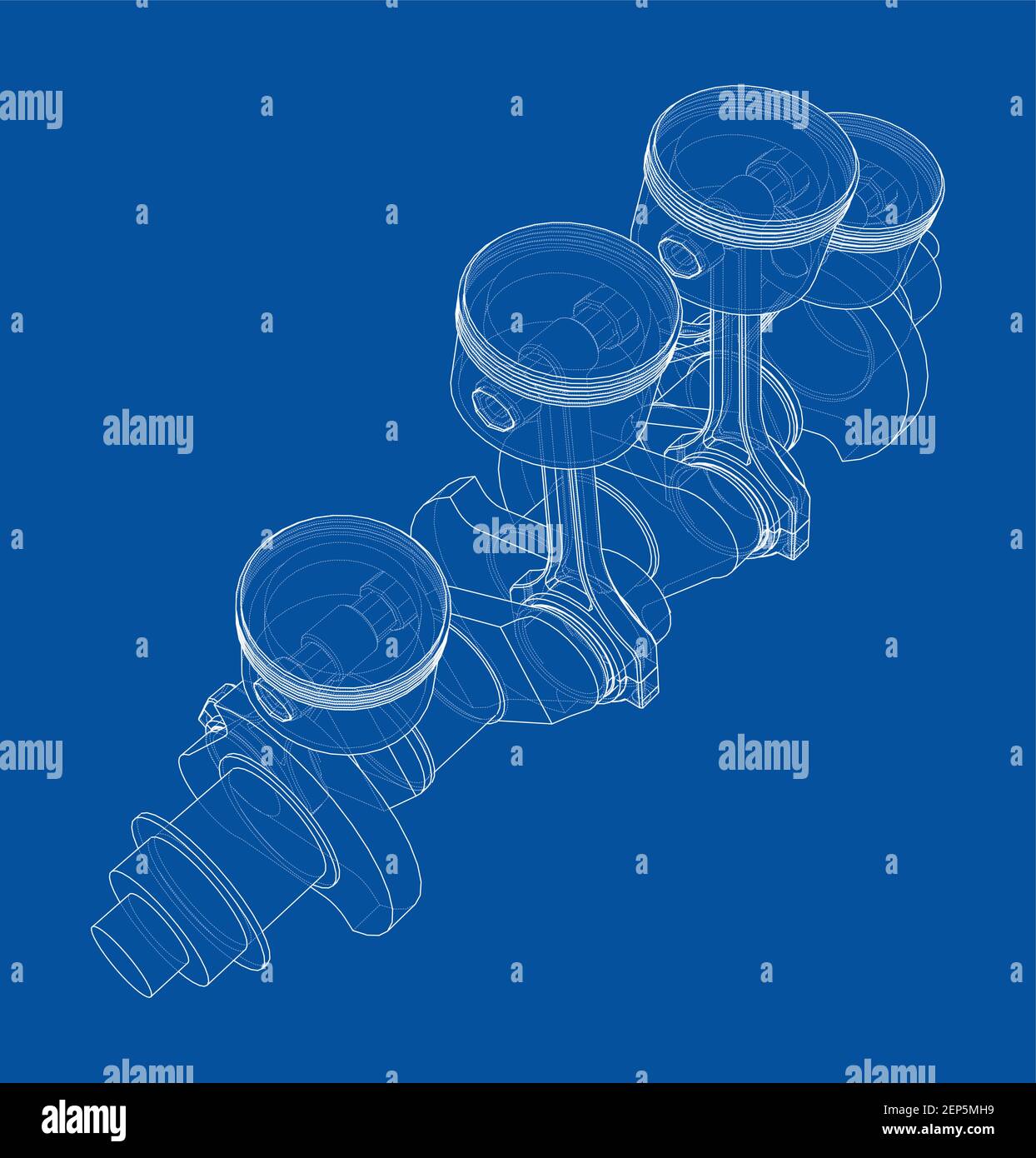 Engine crankshaft with pistons outline. Vector Stock Vector Image & Art ...