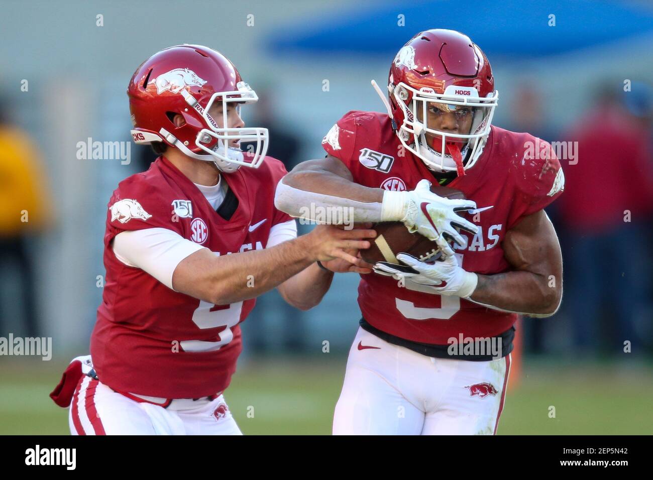 November 2, 2019: Arkansas running back Rakeem Boyd #5 takes the ball ...