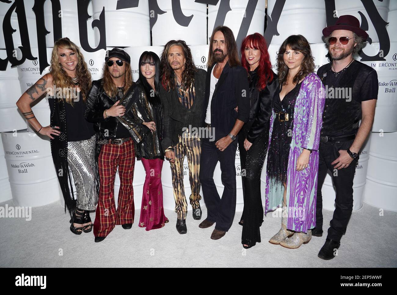 MIAMI, FL-NOV 2: Steven Tyler (C) and Loving Mary Band are seen during ...