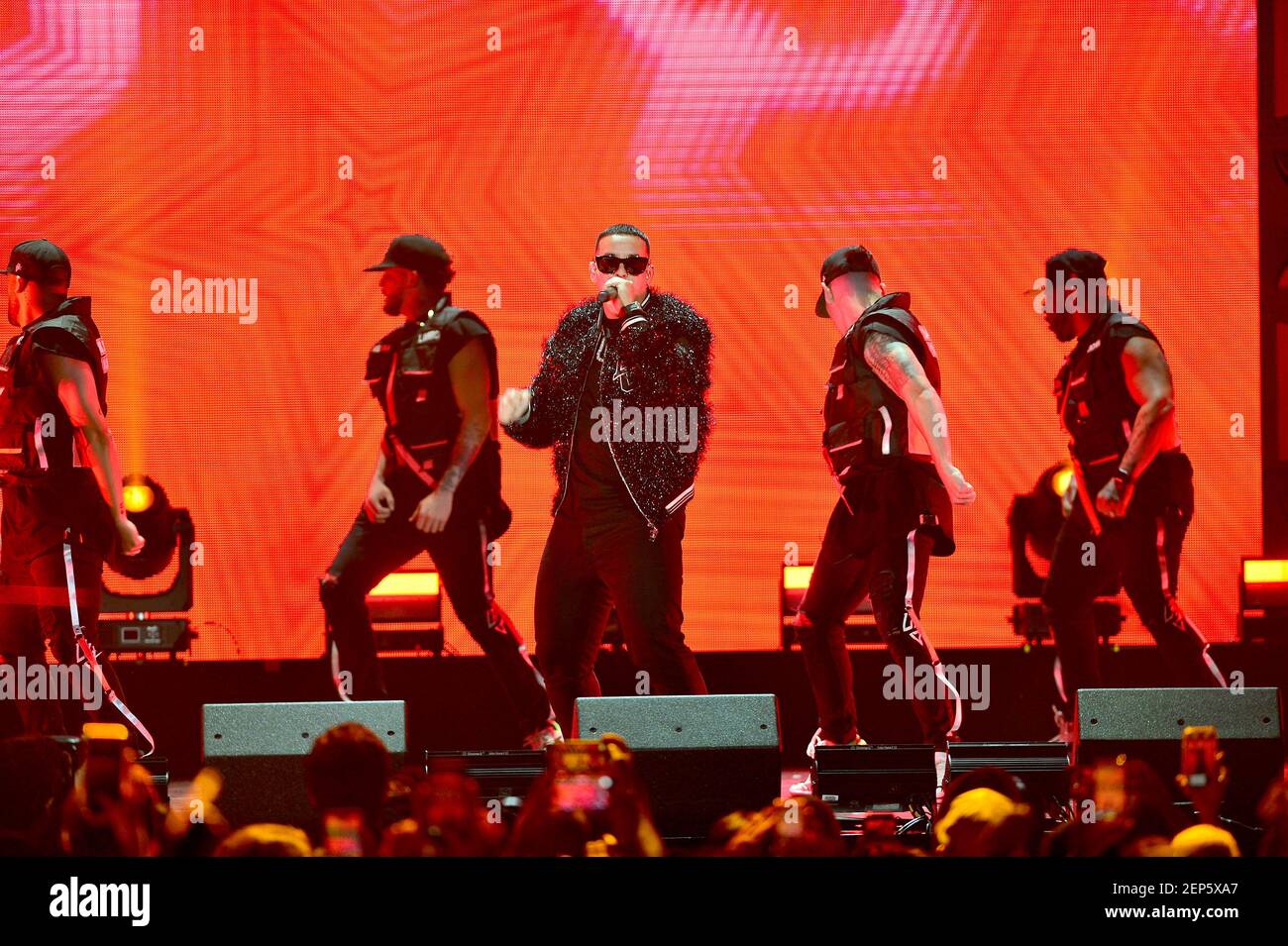 Daddy Yankee performs on stage during the iHeartRadio Fiesta Latina at ...
