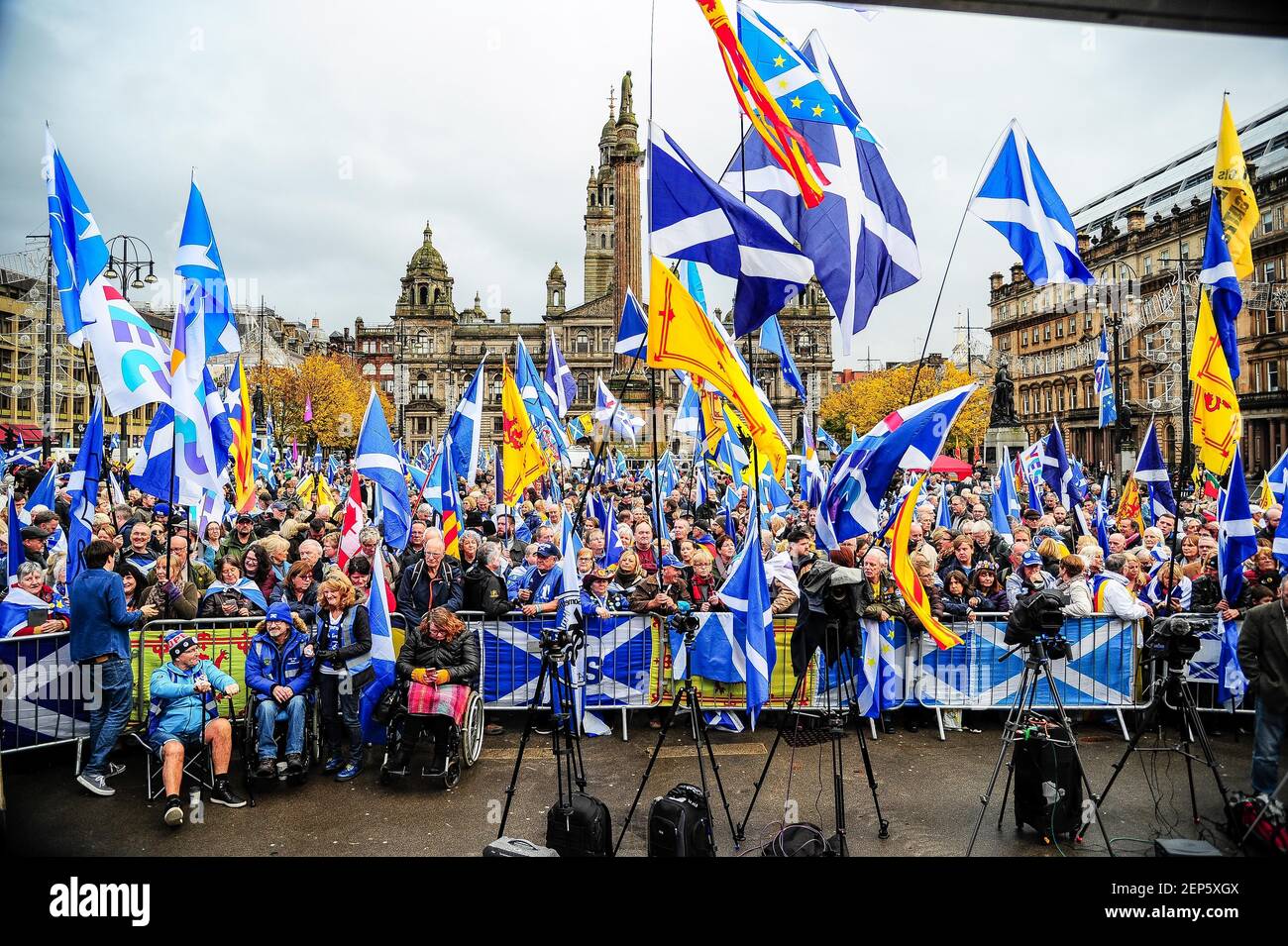 Thousands of independence supporters wave flags during the IndyRef2020 ...
