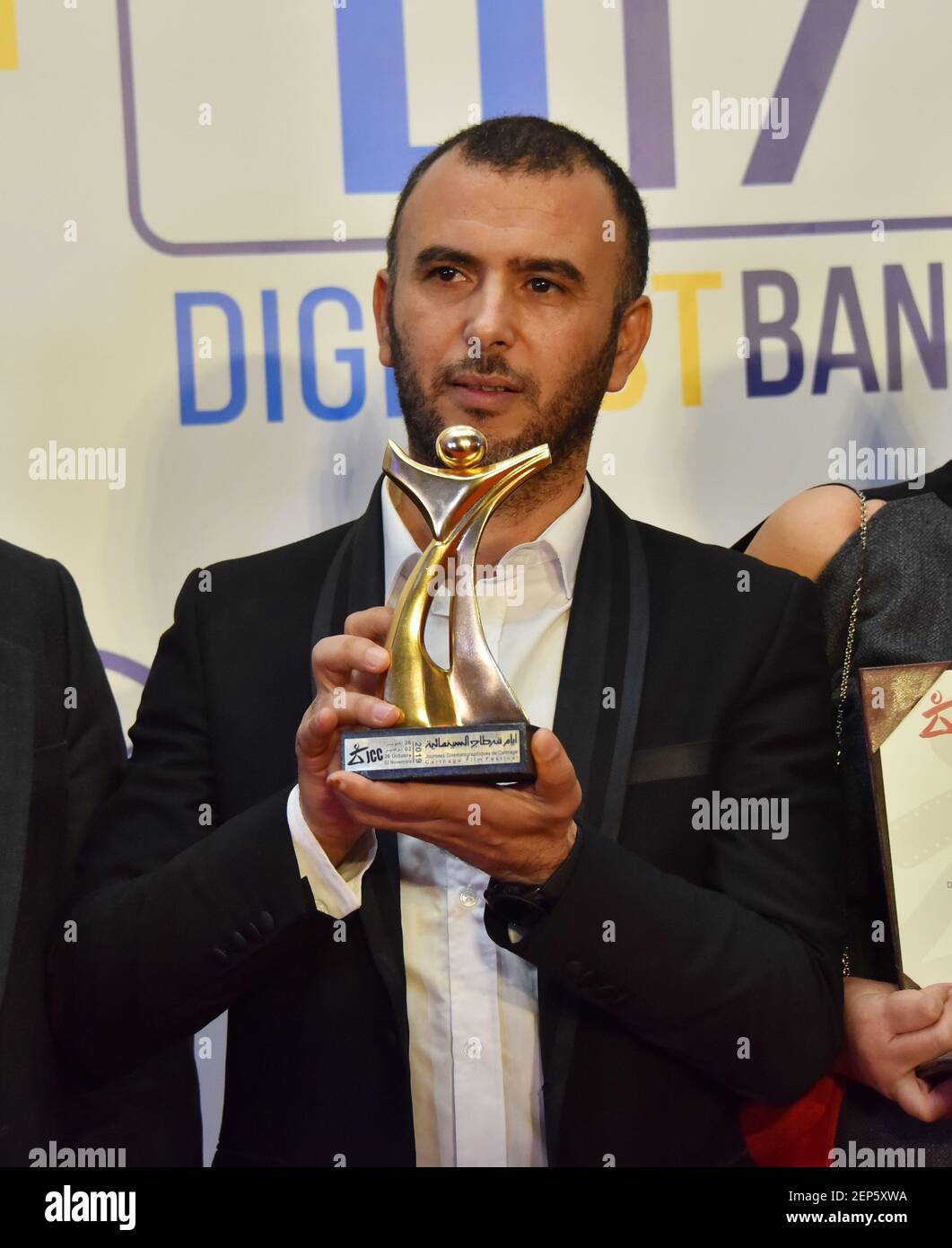 Tunisian actor Lotfi ibdelli celebrates after receiving the best Film ...