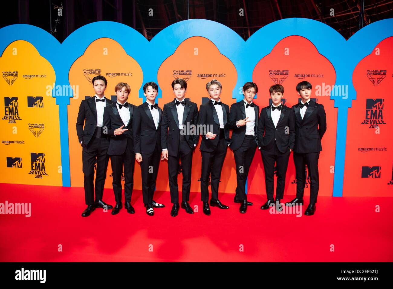 NCT 127 on the Red Carpet during the MTV European Music Awards 2019 ...