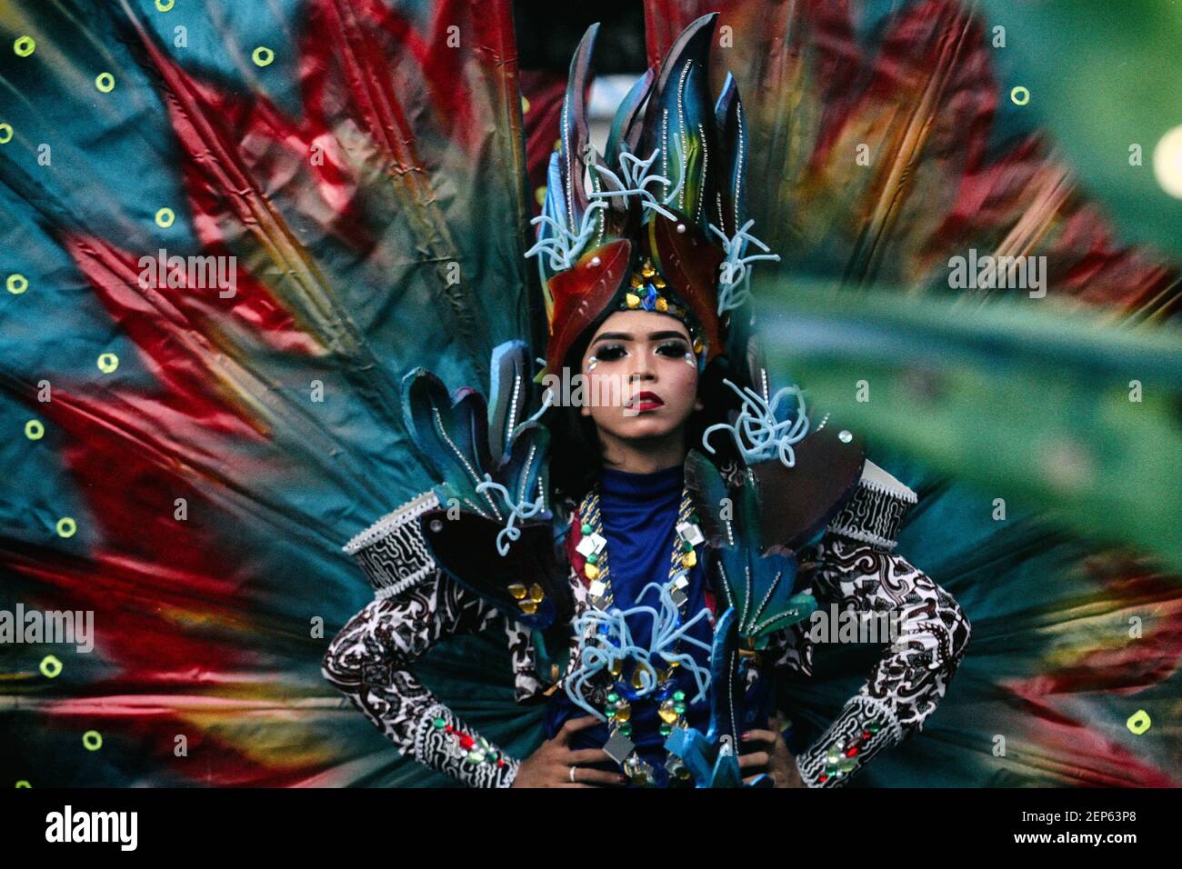 An artist uses Javanese traditional clothes during The Jogja Fashion ...