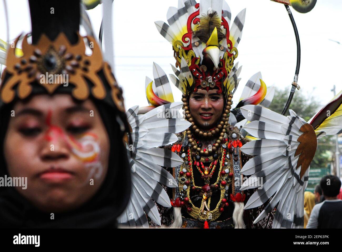 An artist uses Javanese traditional clothes during The Jogja Fashion ...