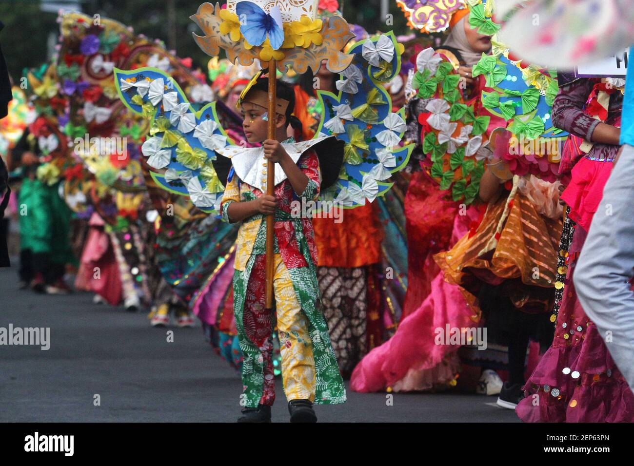 An artist uses Javanese traditional clothes during The Jogja Fashion ...