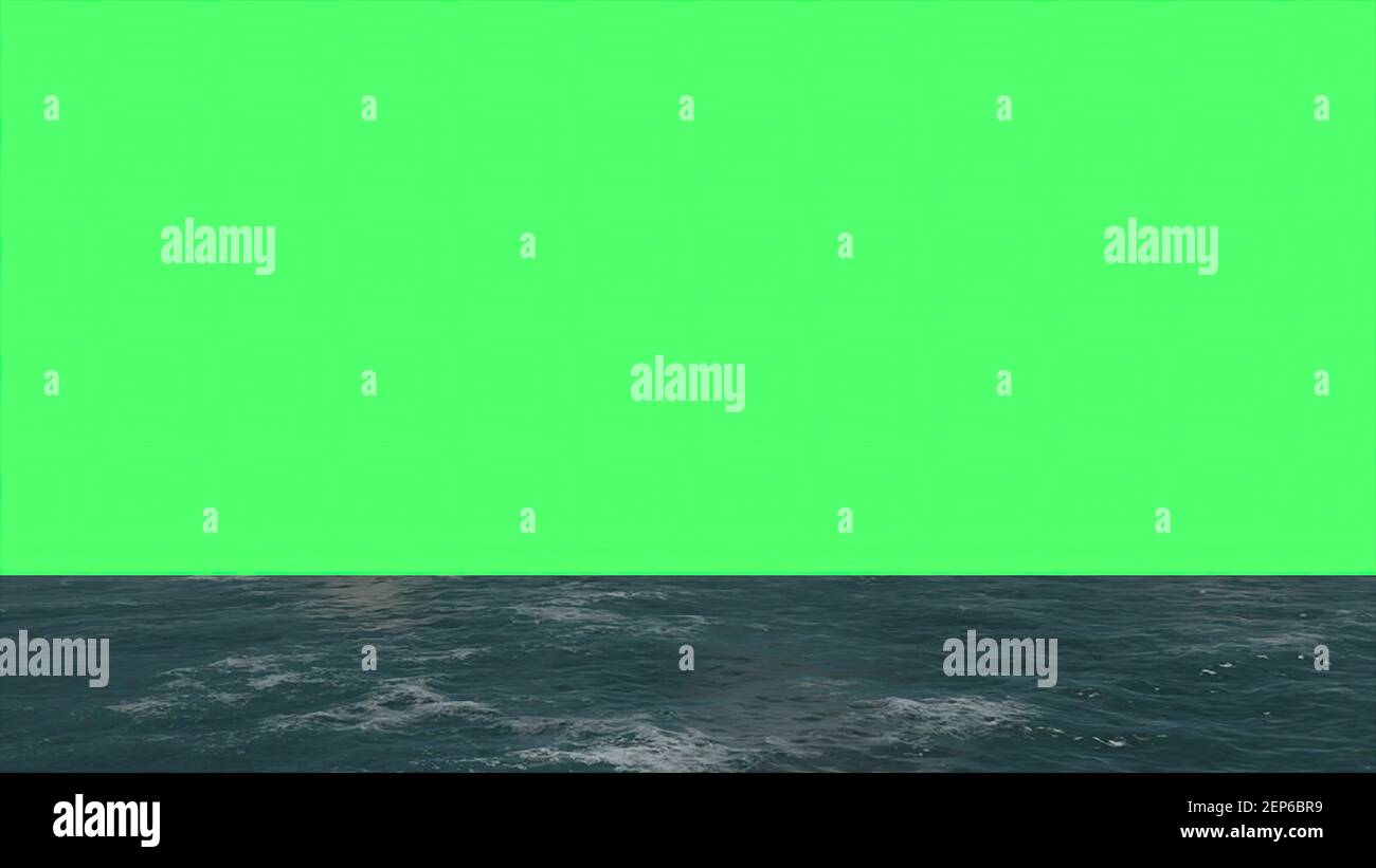 3d illustration of flight over a water surface to green screen Stock ...