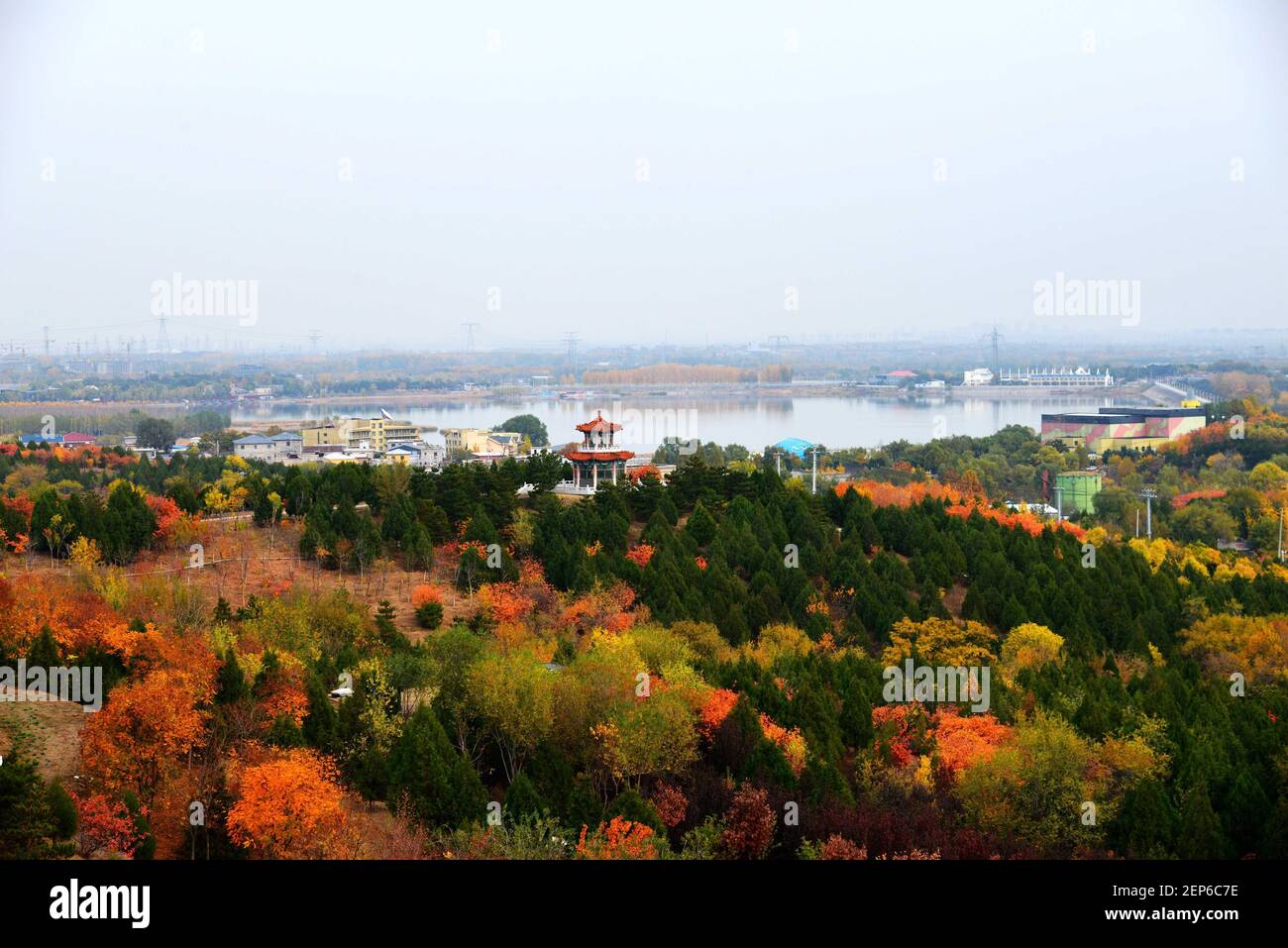 Beijingï¼ŒCHINA-November 3, 2019, the drone overlooks the colorful ...