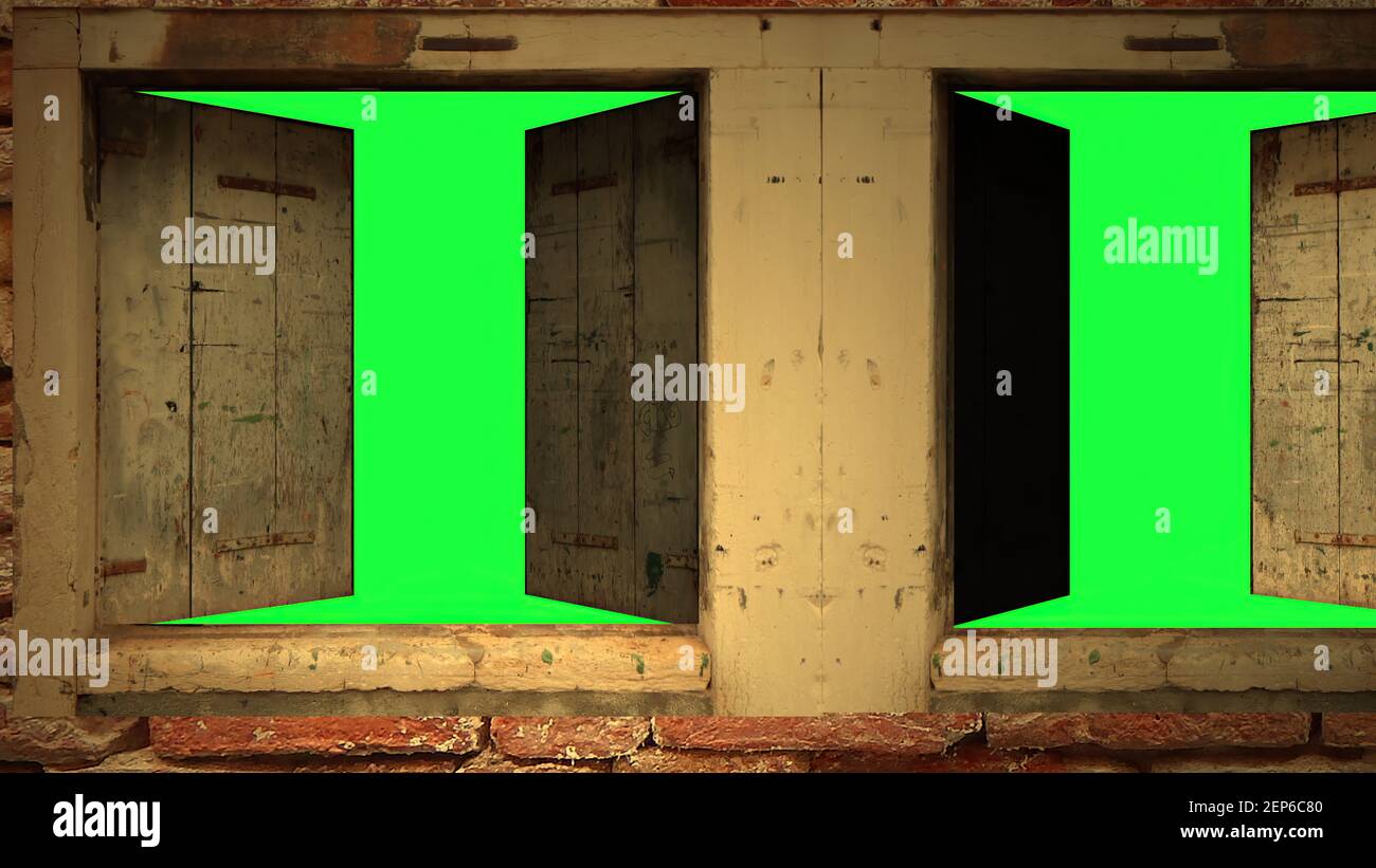 Animation wooden door on green hi-res stock photography and images - Alamy