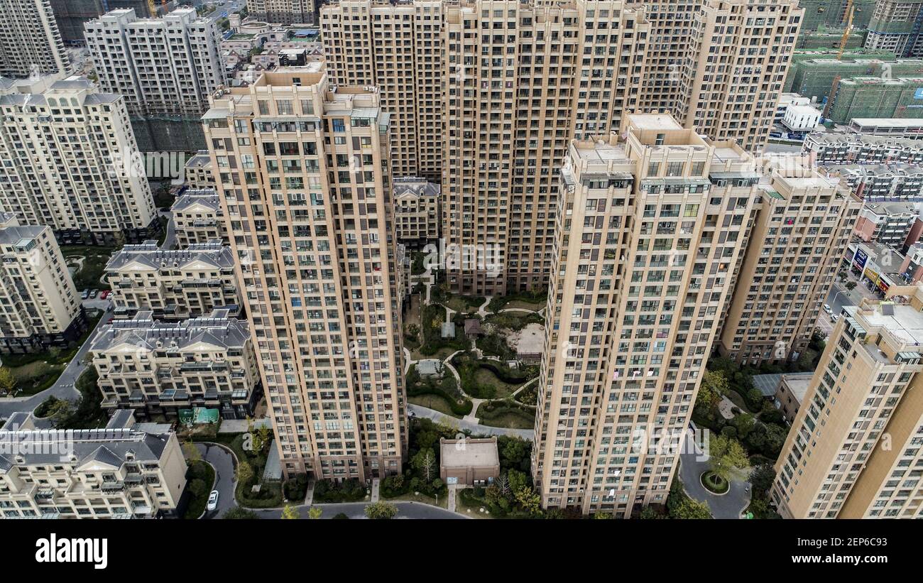 Jiangsu,CHINA-A residential building in downtown Huai 'an, east China's ...