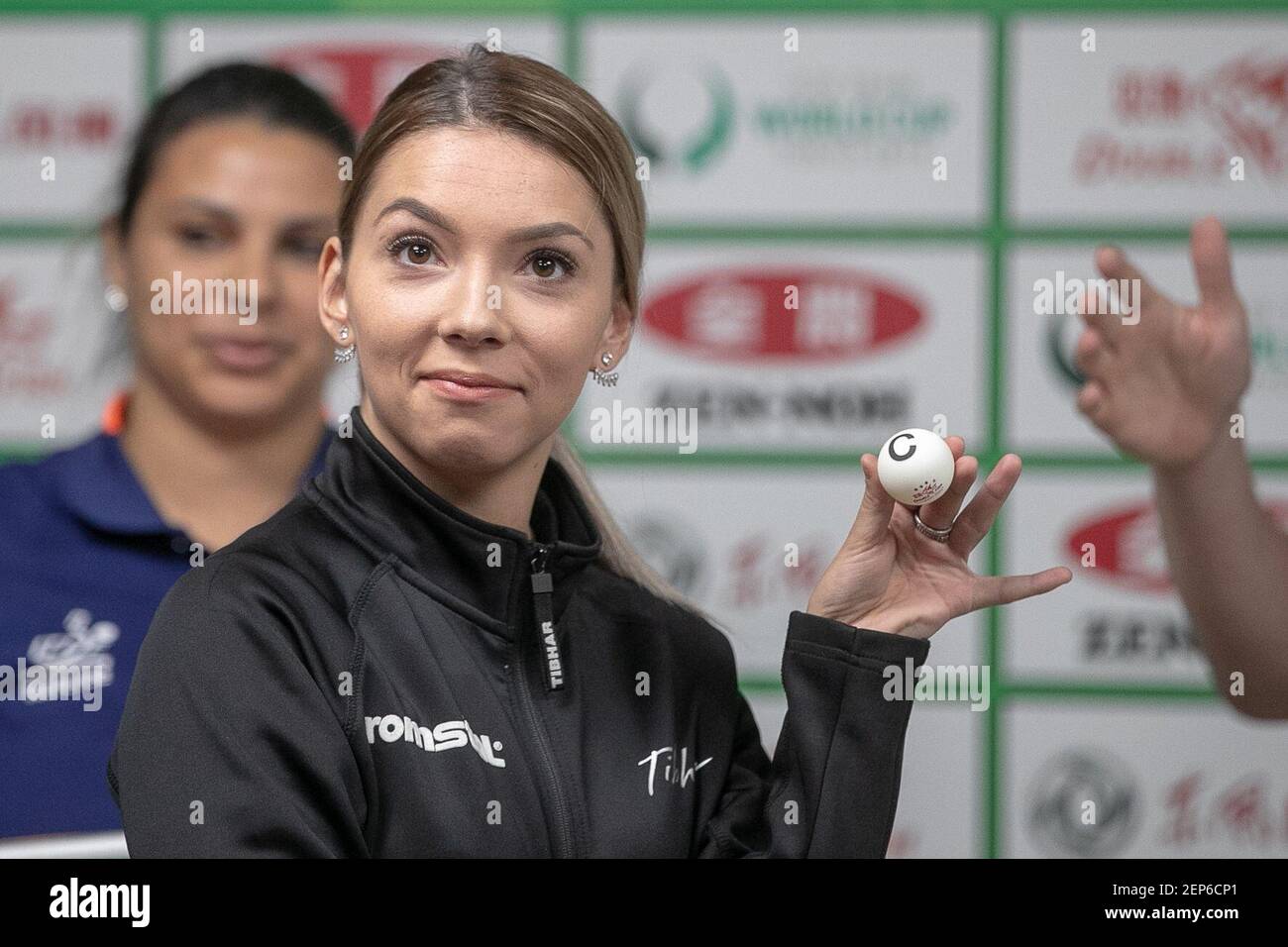 Romanian professional table tennis player Bernadette Szocs attends the ...
