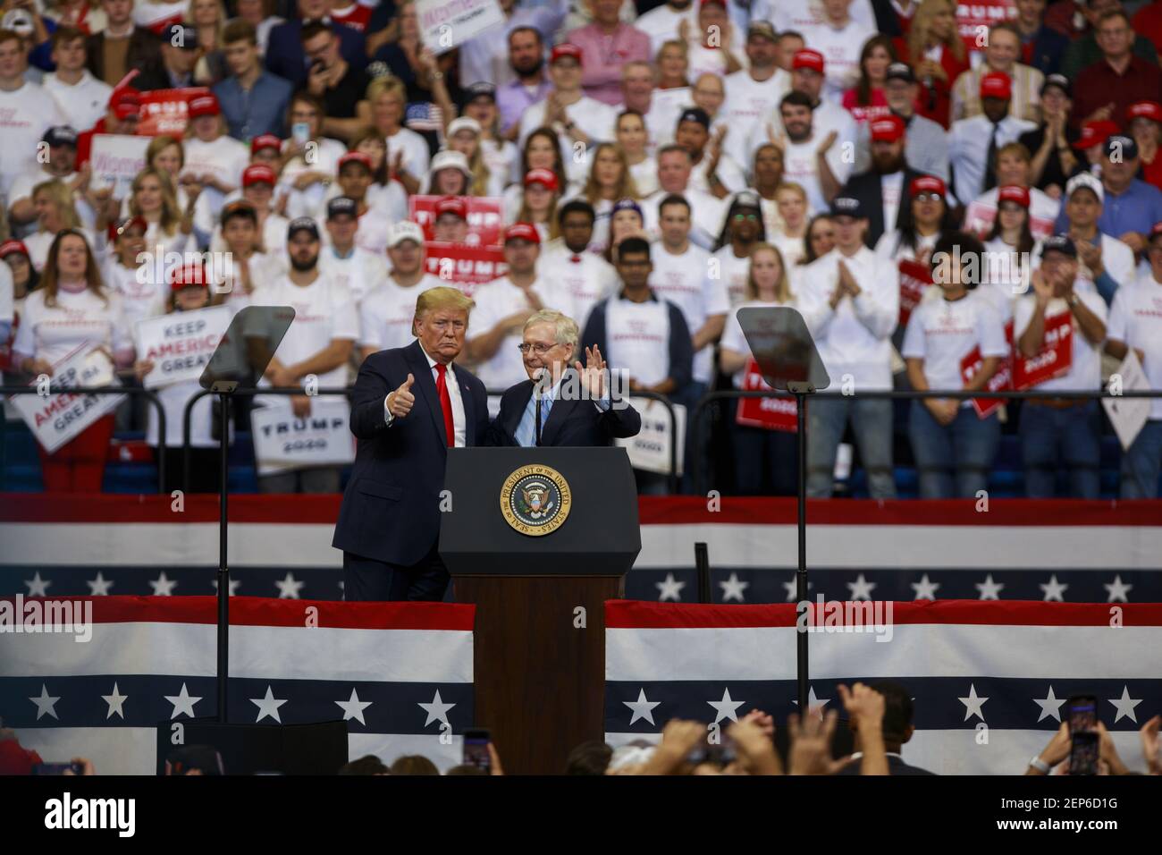United States President Donald J. Trump (L) and Senate Majority Leader ...