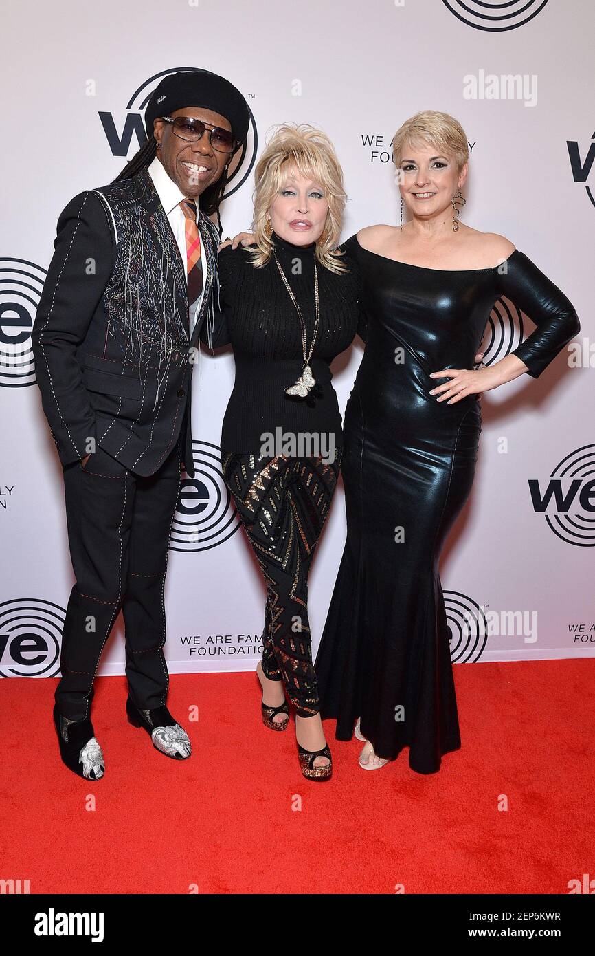 (L-R) Nile Rodgers, Dolly Parton and Nancy Hunt attend the “We Are ...