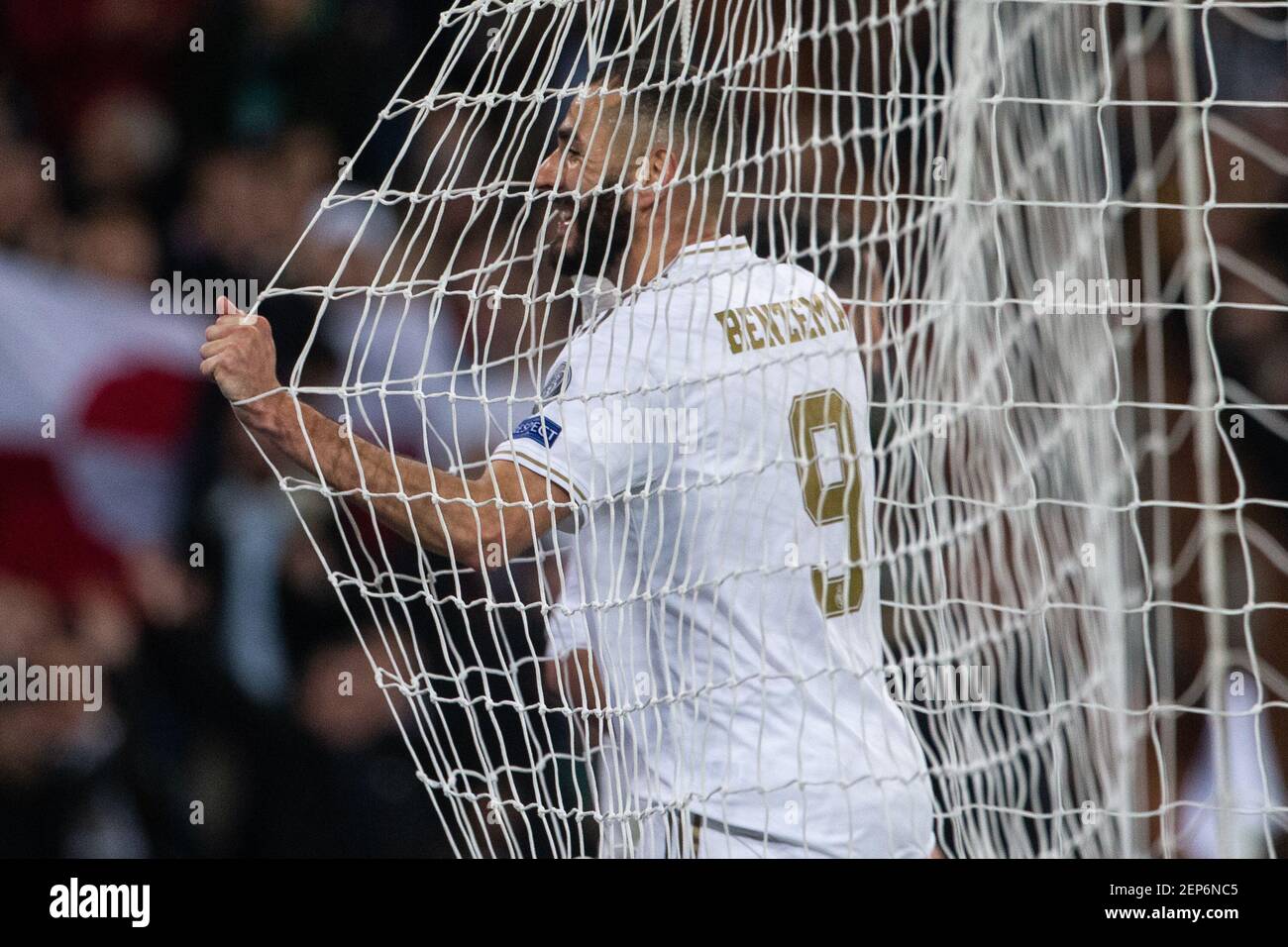 Karim Benzema of Real Madrid celebrating after scoring a goal during ...