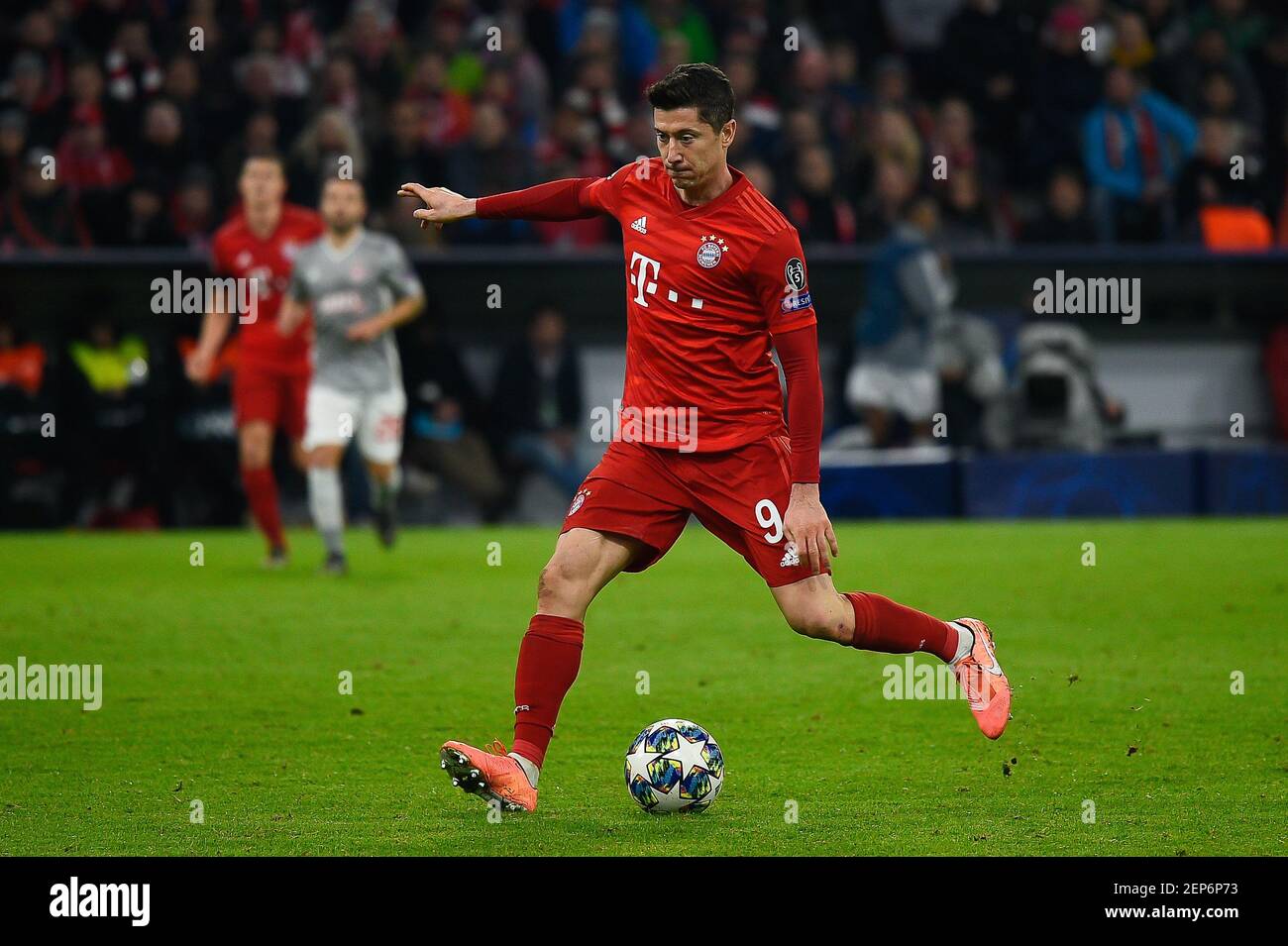 Robert Lewandowski from Bayern seen in action during the UEFA Champions ...