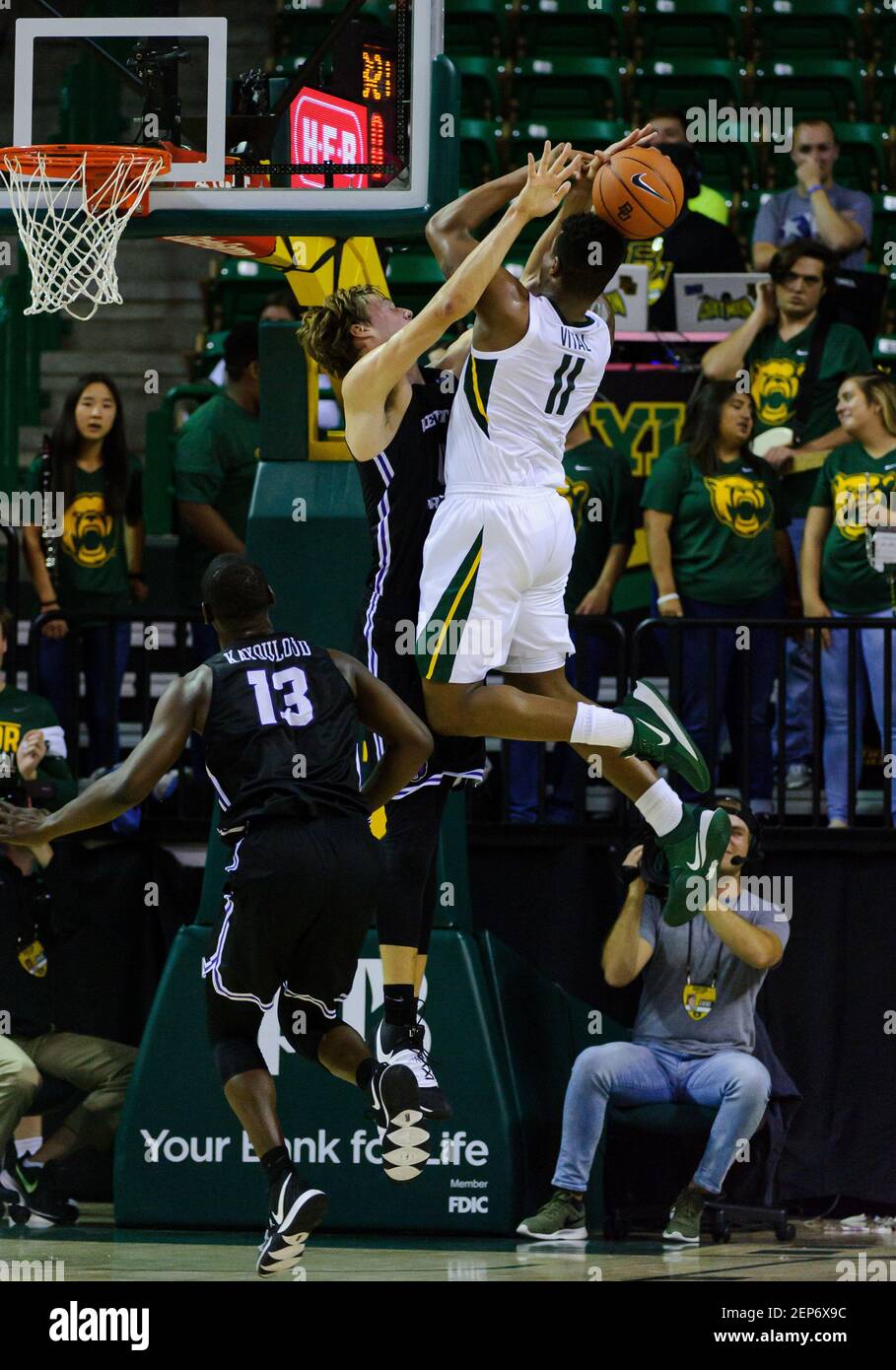 November 5 2019: Central Arkansas Bears center Hayden Koval (15) blocks ...