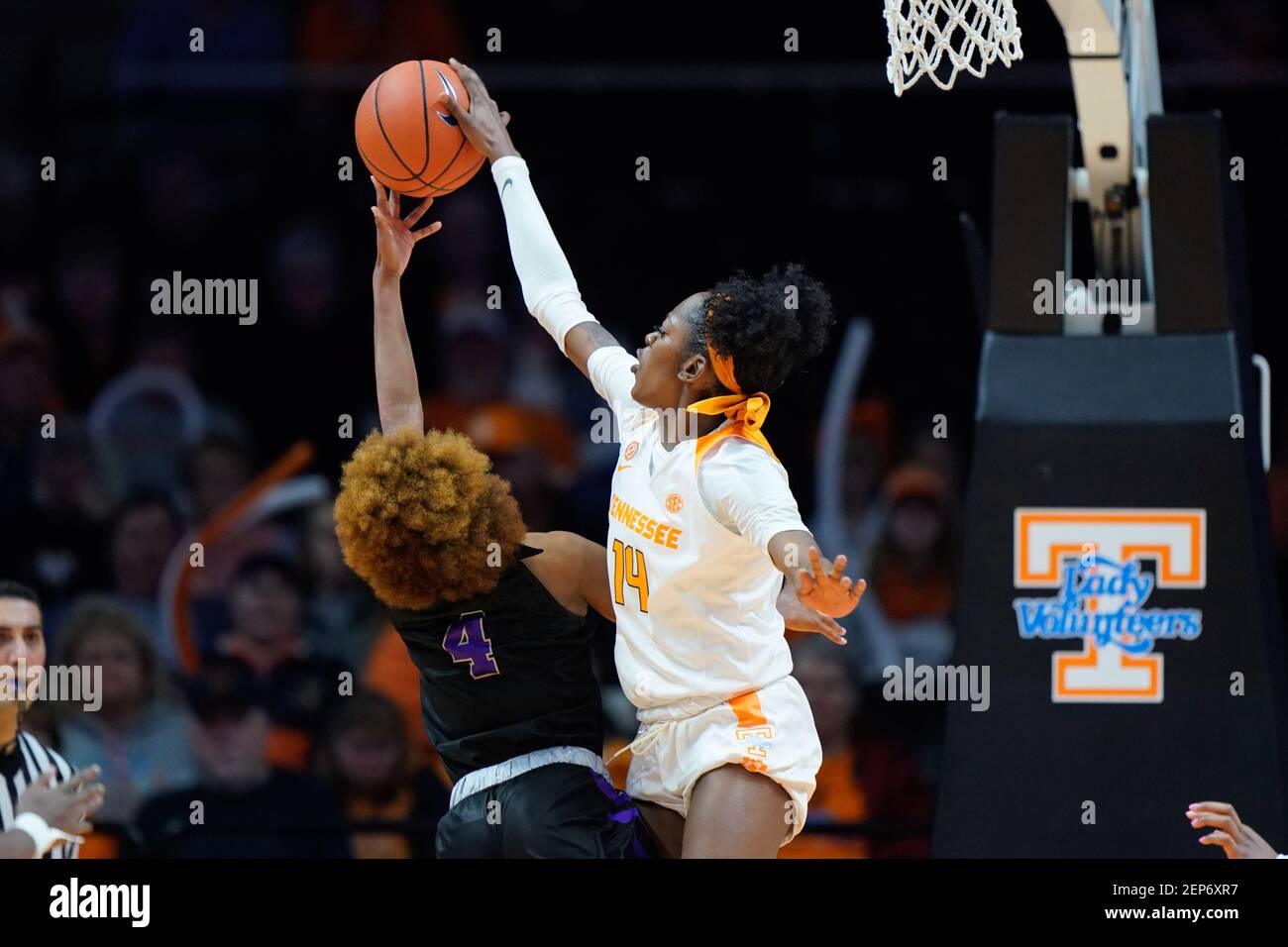 November 7, 2019: Zaay Green #14 of the Tennessee Lady Vols blocks the ...