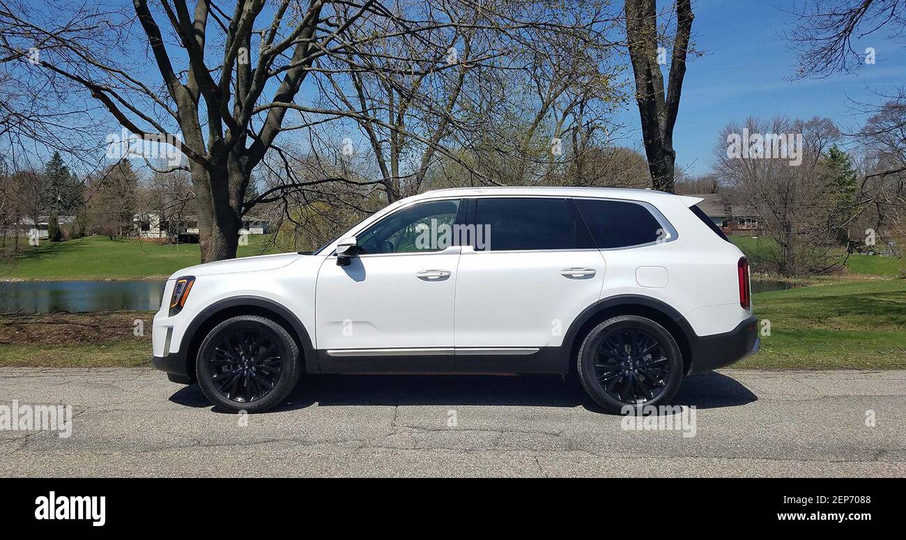 The prettier Korean model. The side-view of the 2020 Kia Telluride says ...