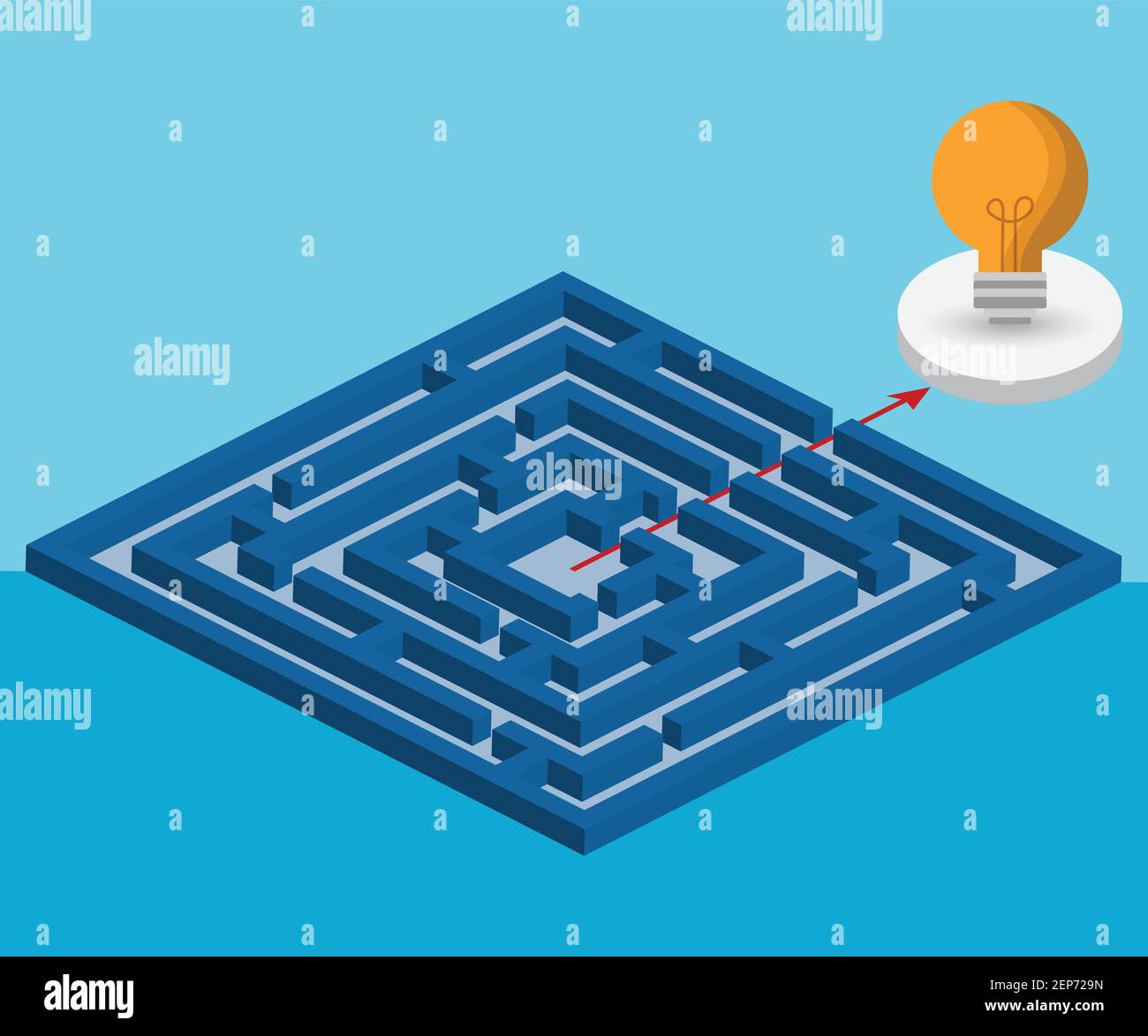 Maze with arrow which indicates the shortest path from labyrinth to a ...