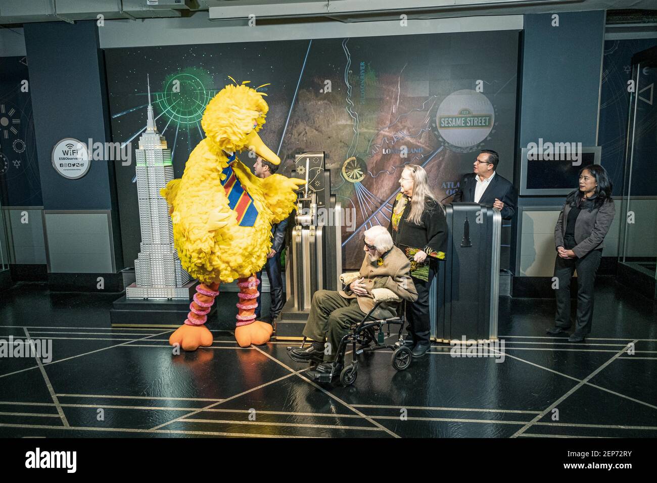 Big Bird is seen with Steve Youngwood, Caroll Spinney and his wife ...