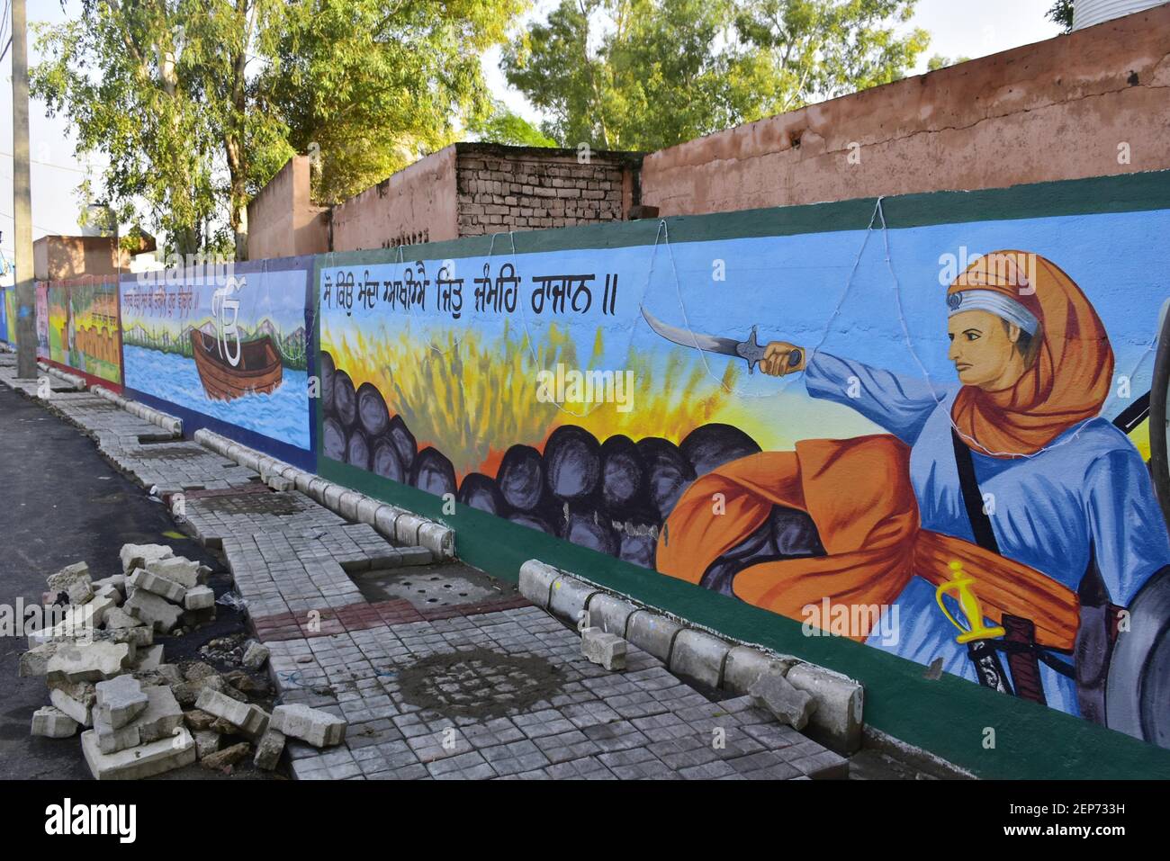 GURDASPUR, INDIA – NOVEMBER 8: Murals related to Sikh history and ...