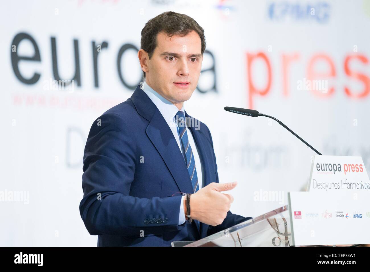 Albert Rivera attends to an informative breakfast by Europa Press in ...