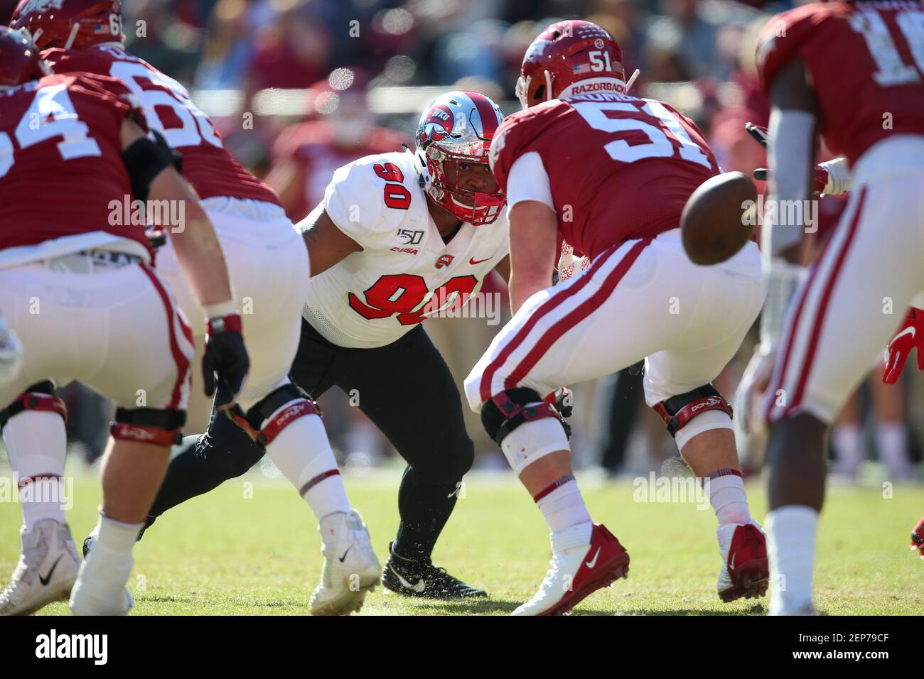 November 9, 2019: Jaylon George #90 Hilltoppers defense lineman comes ...