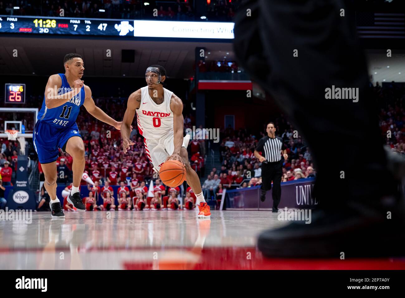 November 09, 2019: Rodney Chatman (0) of the Dayton Flyers controls the ...