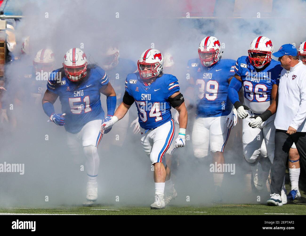 November 9, 2019: The SMU Mustangs emerge take the field prior to the ...