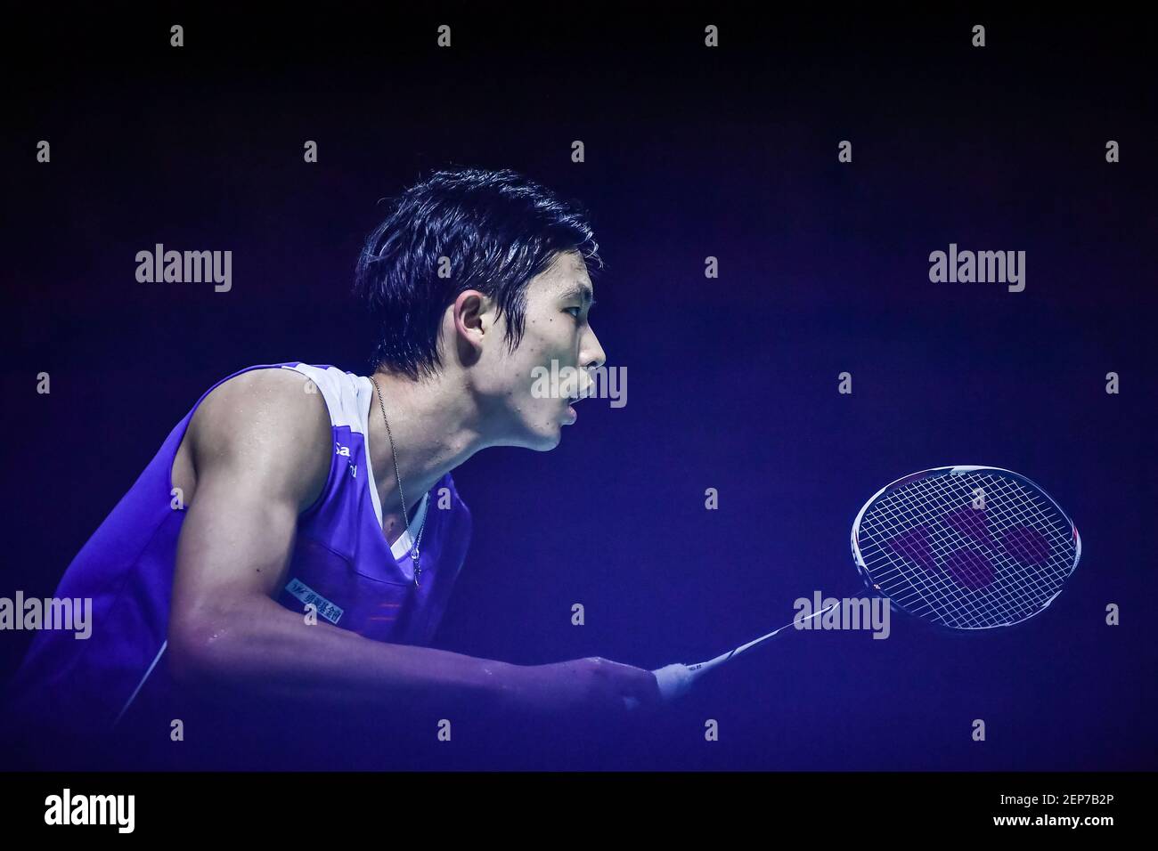 Chou Tien-chen of China Taiwan competes against Kento Momota of Japan ...