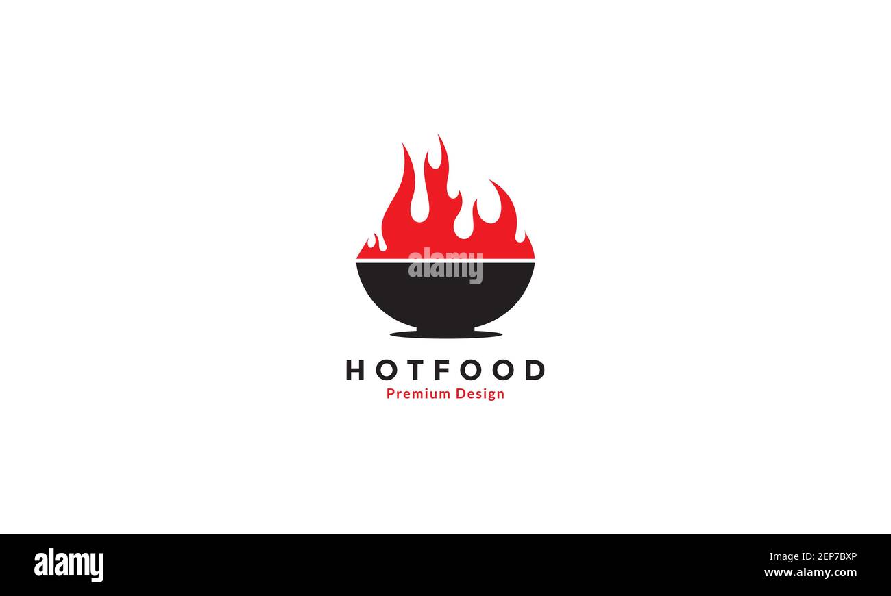bowl with hot fire logo design vector icon symbol graphic illustration ...