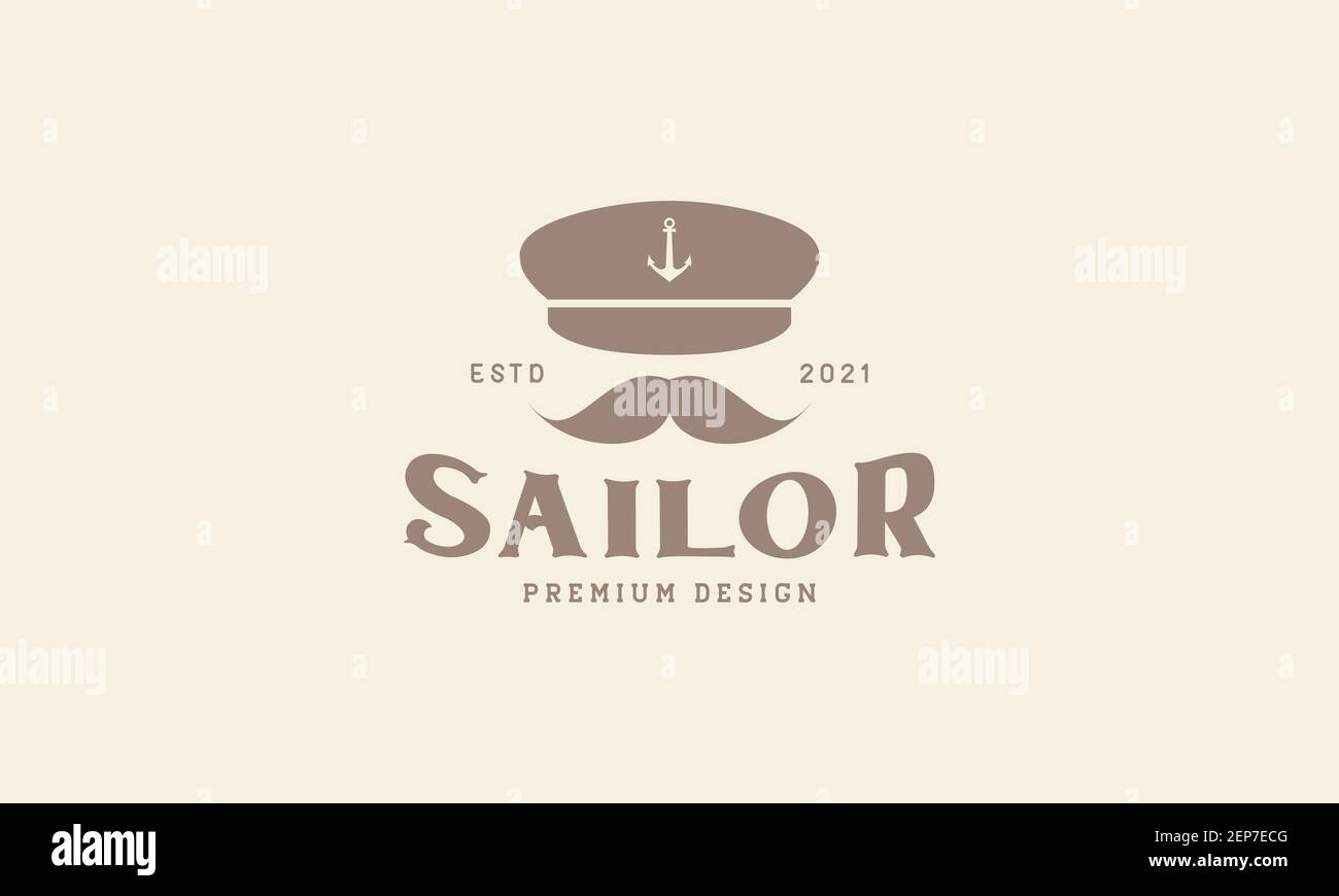 old man mustache skipper captain logo design vector icon symbol graphic ...