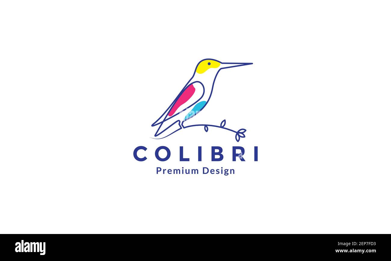 lines art colibri or hummingbird abstract bird logo design vector icon ...