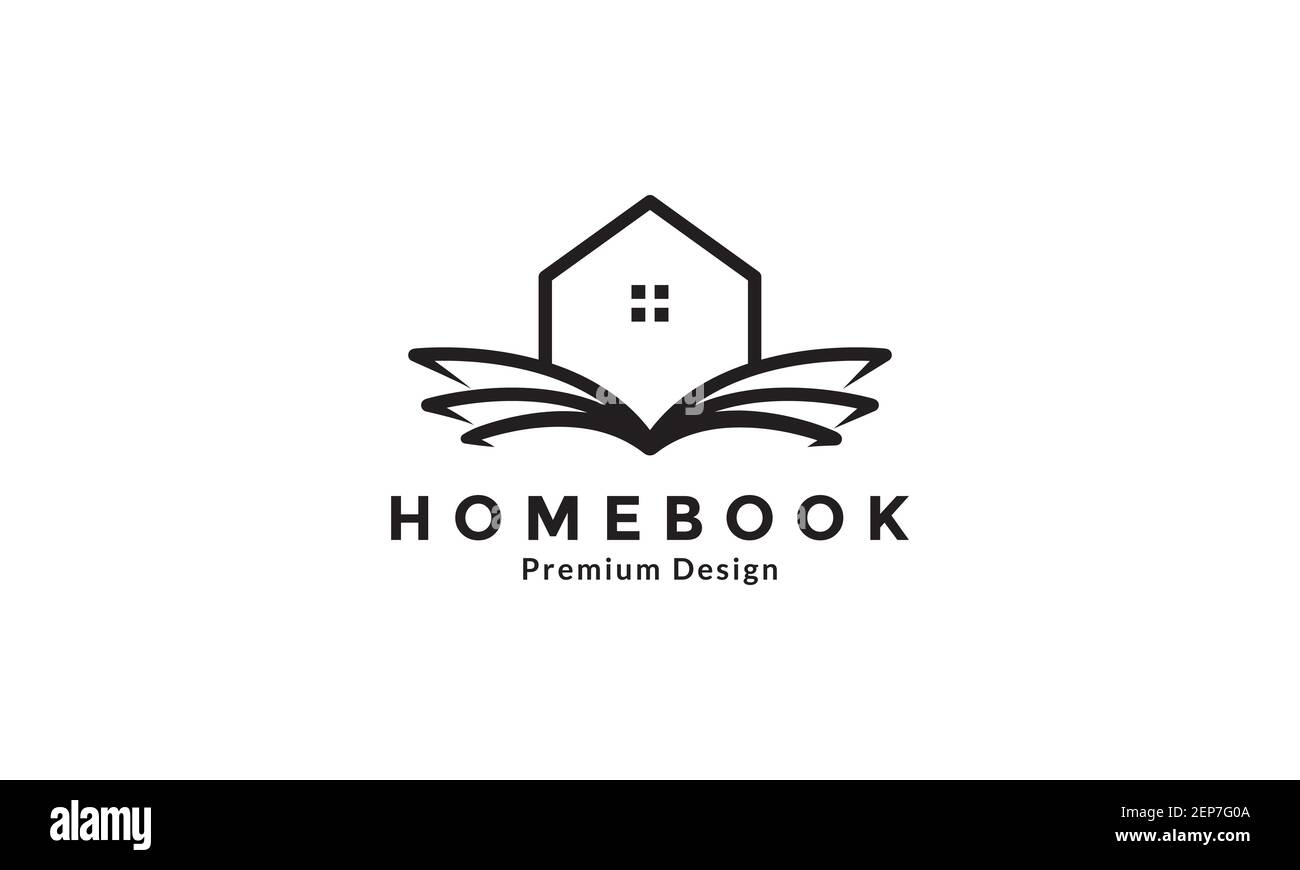 book with home study logo design vector icon symbol graphic ...