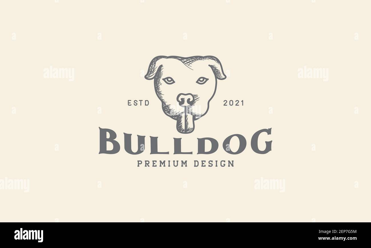animal pets dog American Pit Bull Terrier head vintage logo design ...