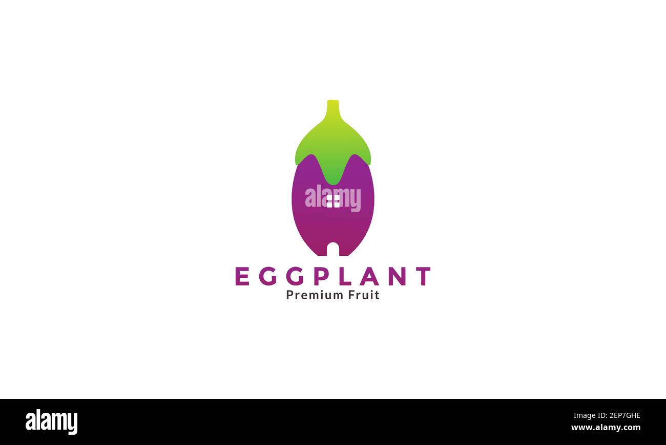 abstract eggplant with home logo design vector icon symbol graphic ...