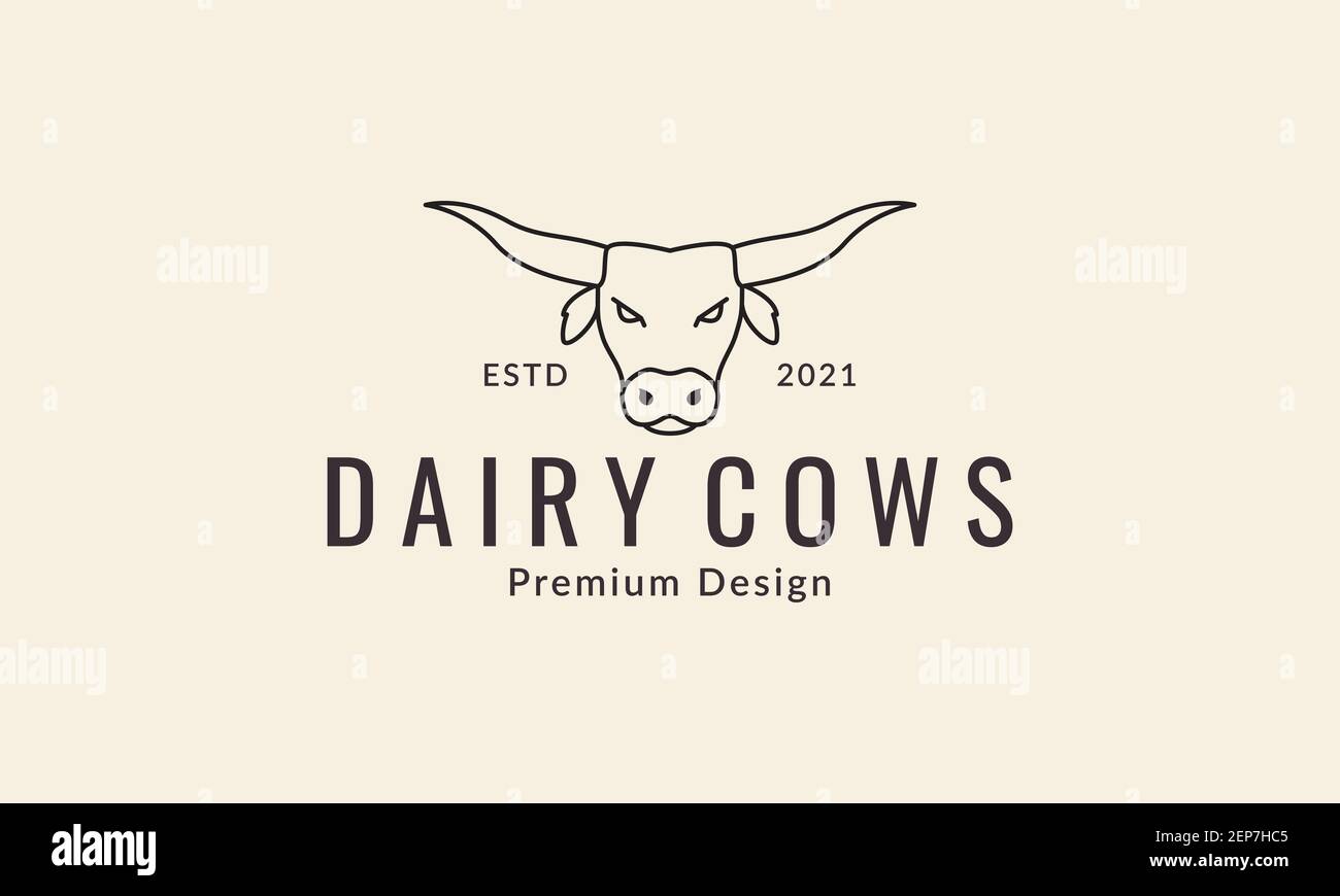 cow head lines simple logo design vector icon symbol graphic ...