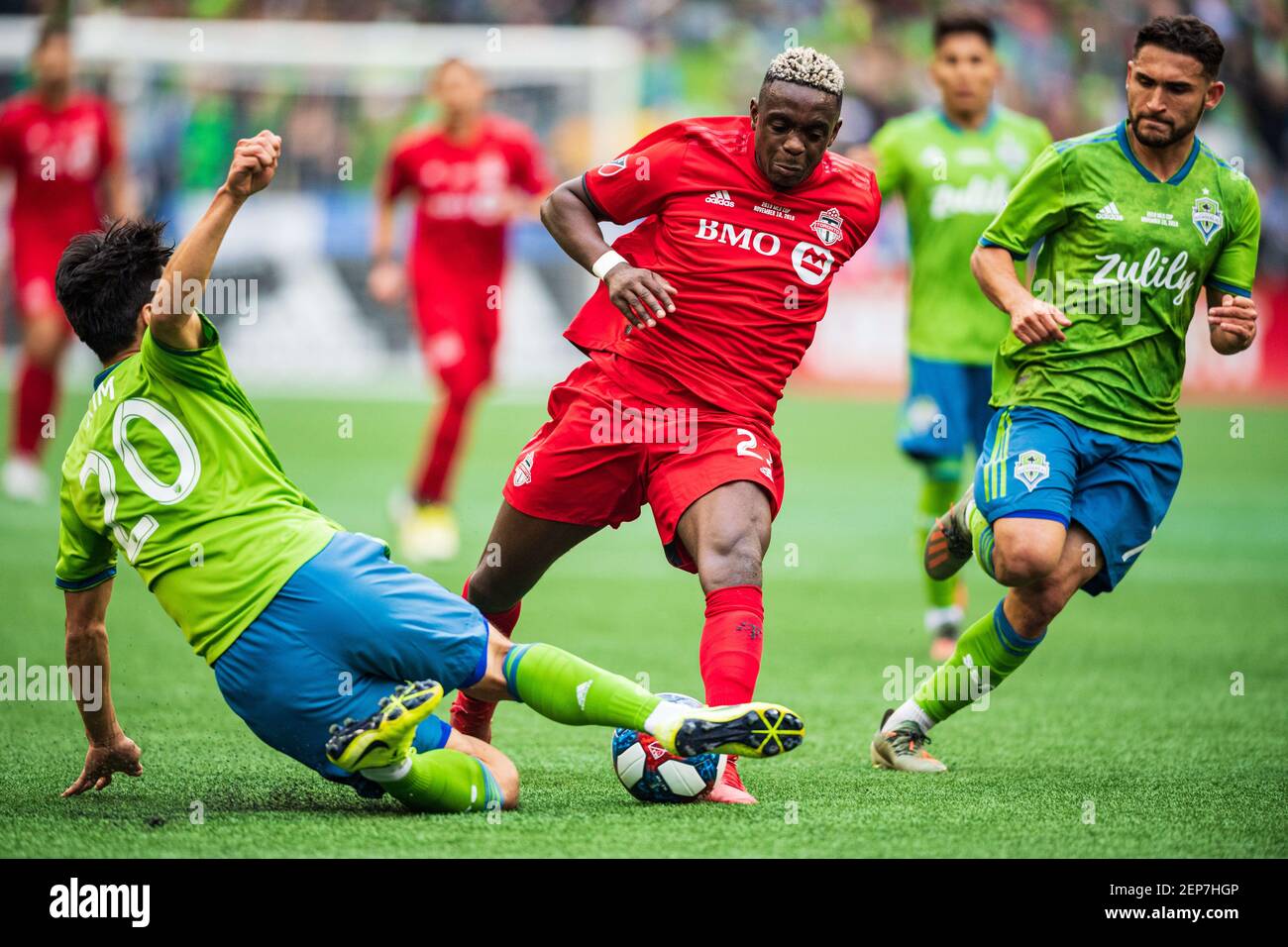 Toronto FC defender Chris Mavinga (23) and Seattle Sounders midfielder ...