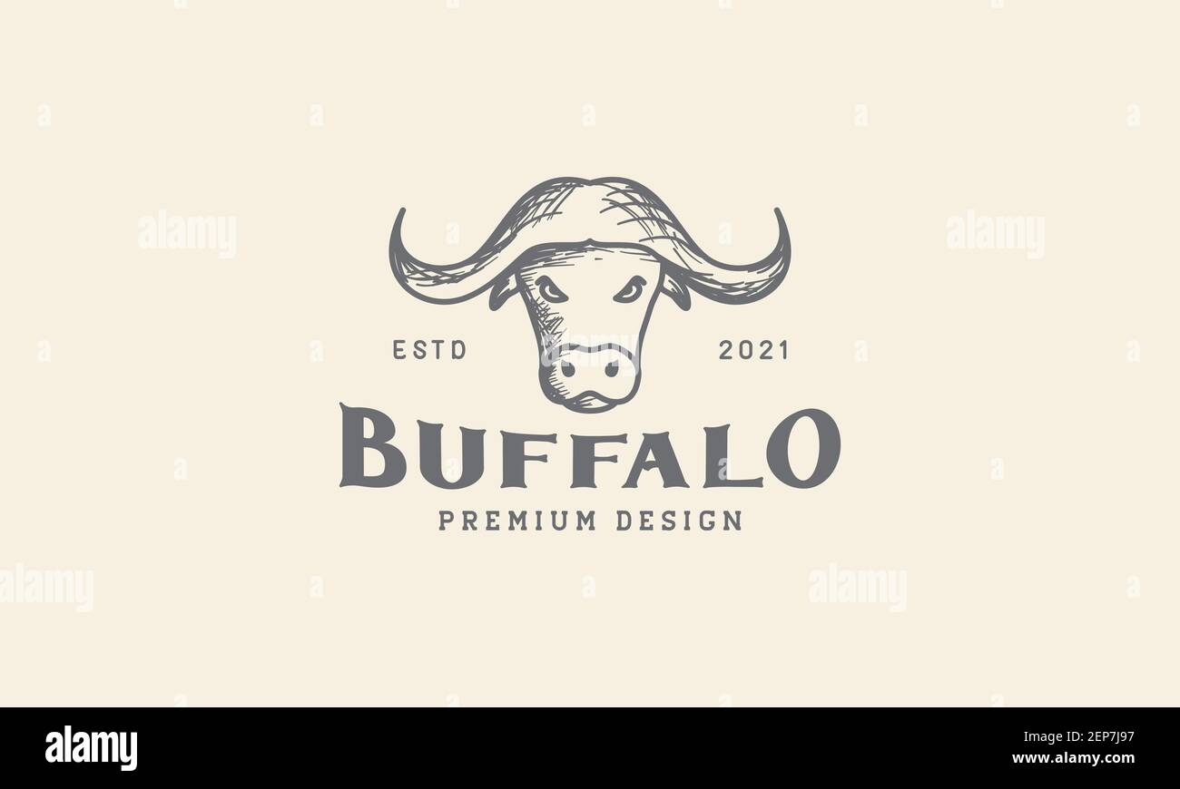 buffalo head engraved strong logo design vector icon symbol graphic ...