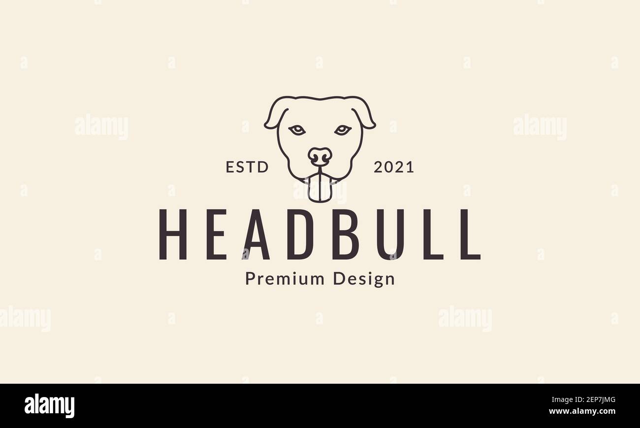 animal pets dog American Pit Bull Terrier head lines logo design vector ...