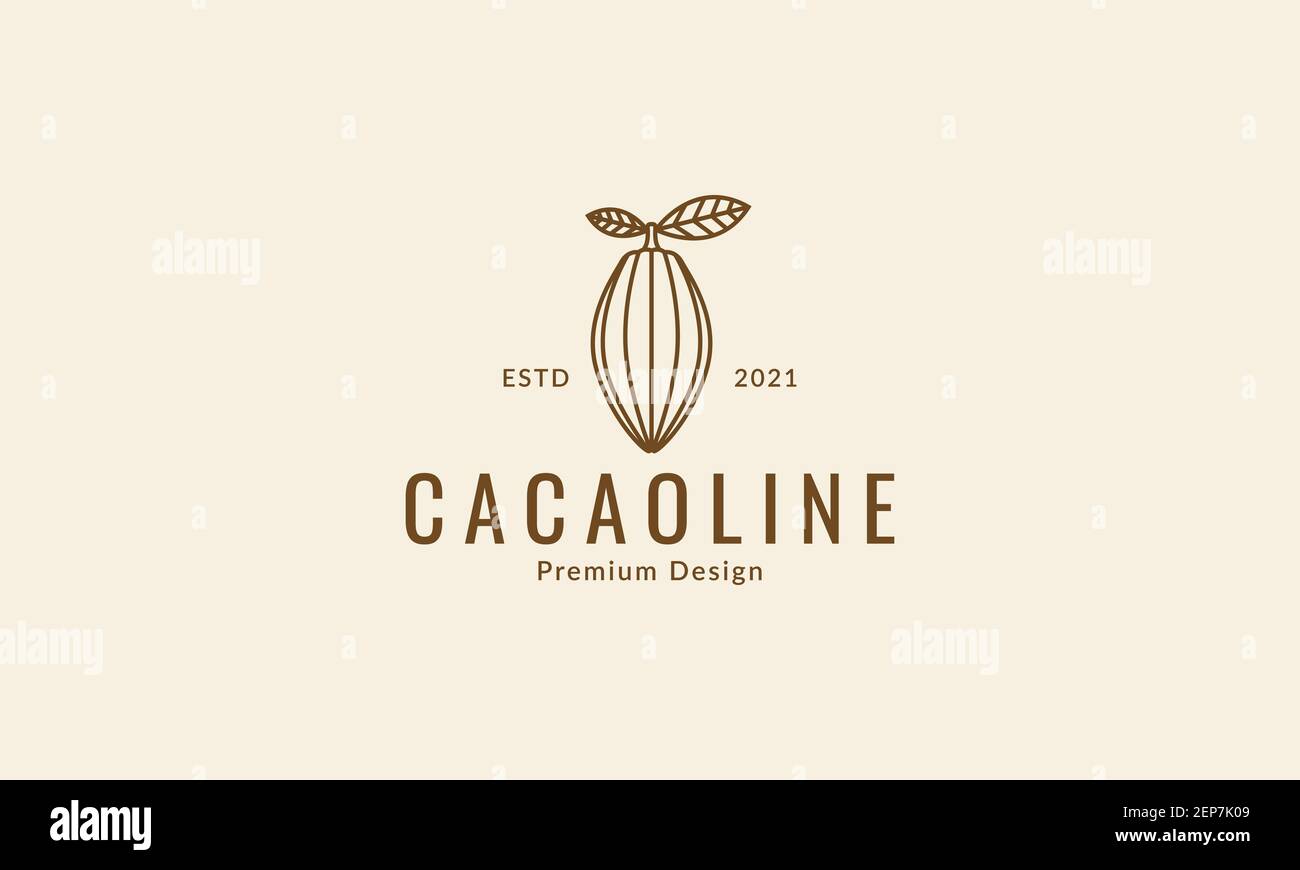 cacao chocolate fruit lines logo design vector icon symbol graphic ...