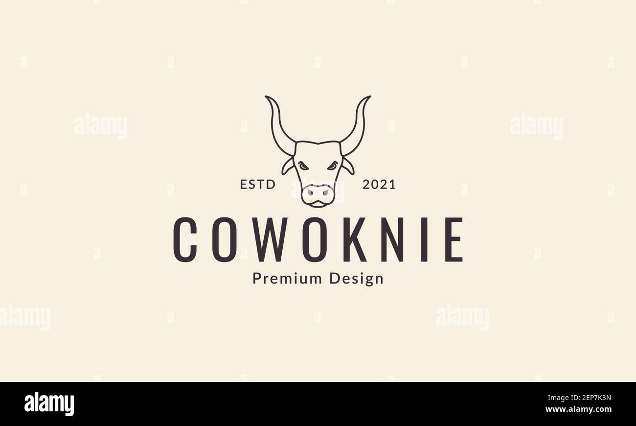 cow head lines simple logo design vector icon symbol graphic ...