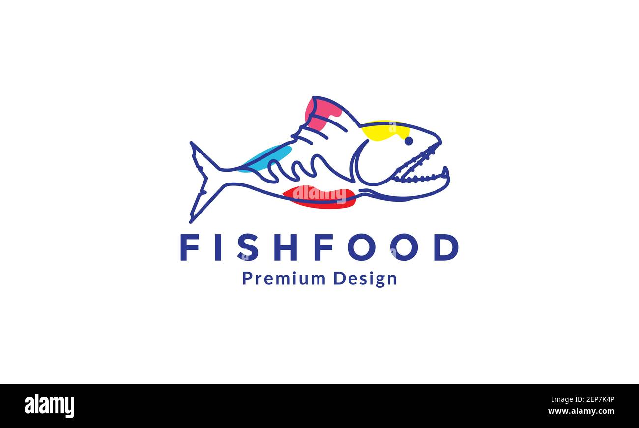lines art abstract deep sea fish predator logo design vector icon ...