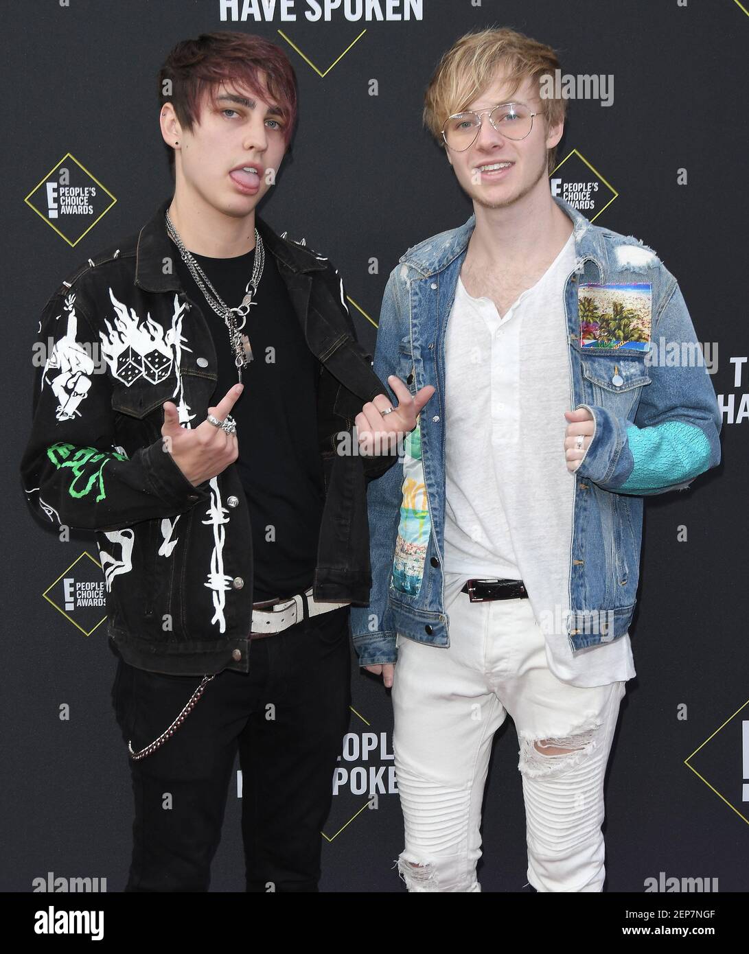 (L-R) Colby Brock and Sam Golbach at the 2019 E! People’s Choice Awards ...