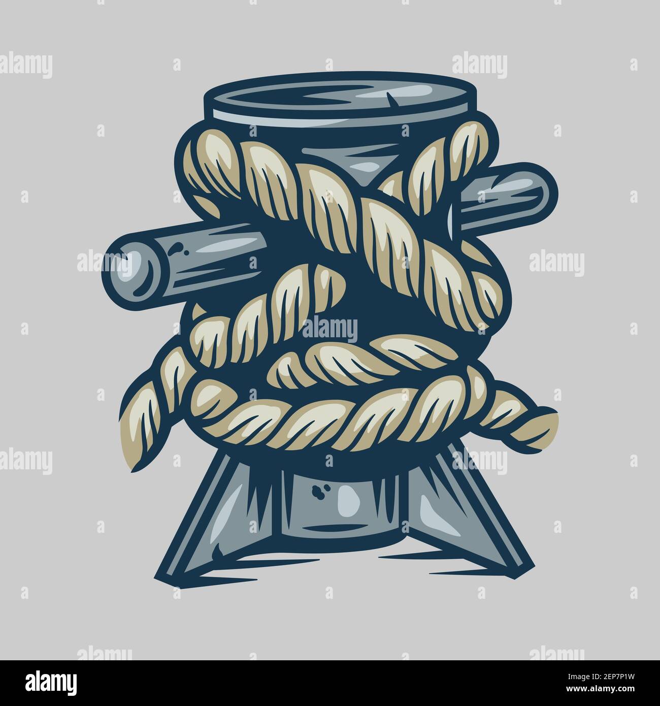 Ship rope bollard on quay Stock Vector Images - Alamy
