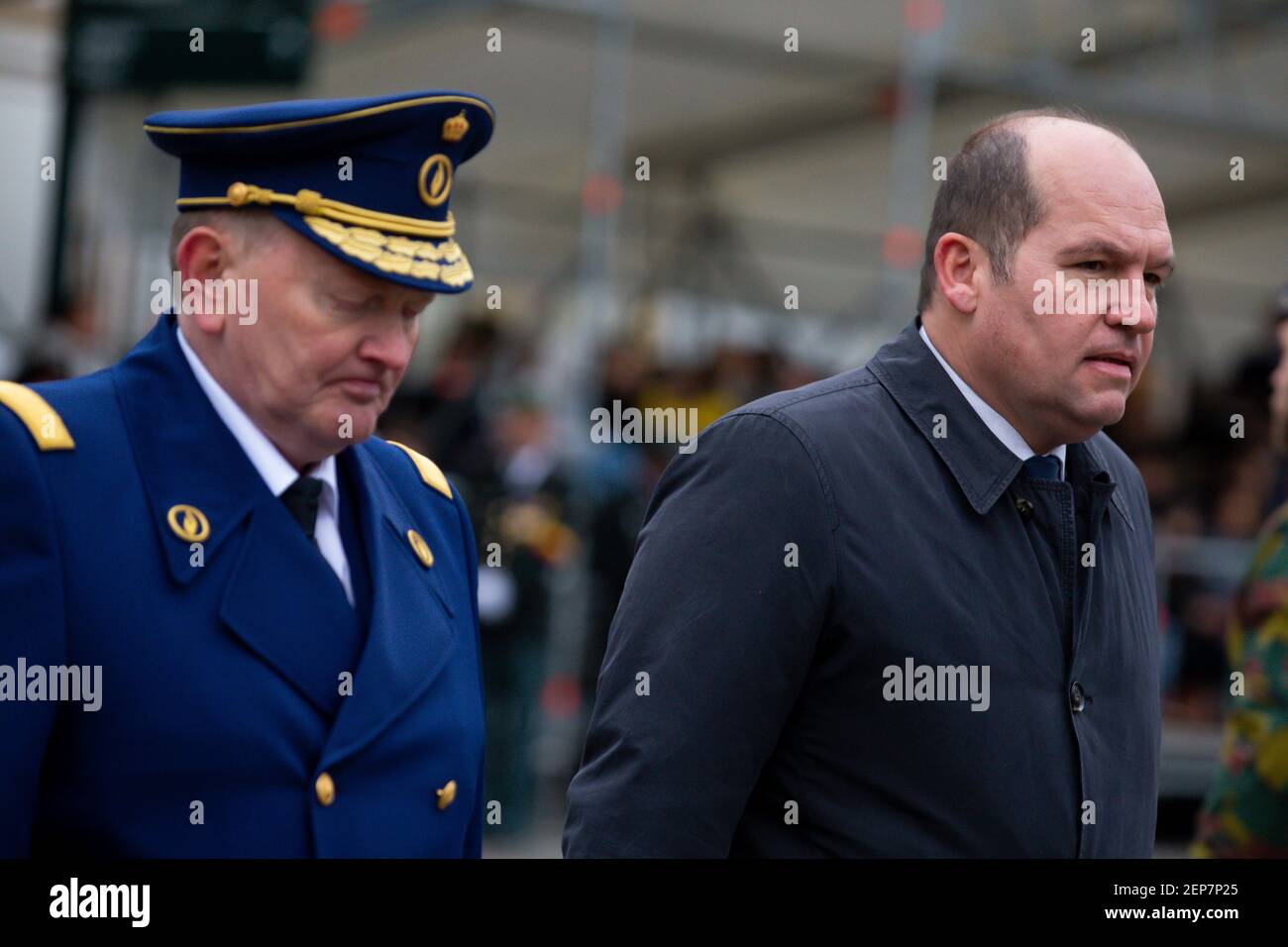 Brussels City mayor Philippe Close (R) pictured during a World War I ...