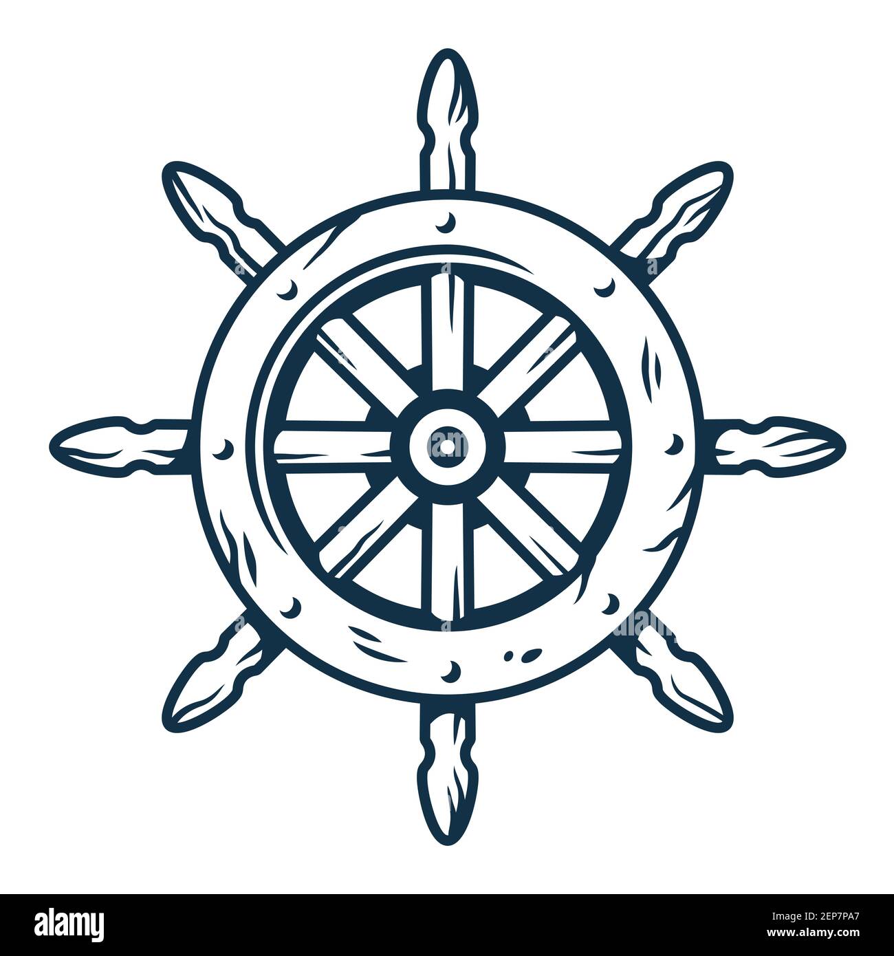 Vector illustration of nautical captain helm. Symbol of sailors, sail ...