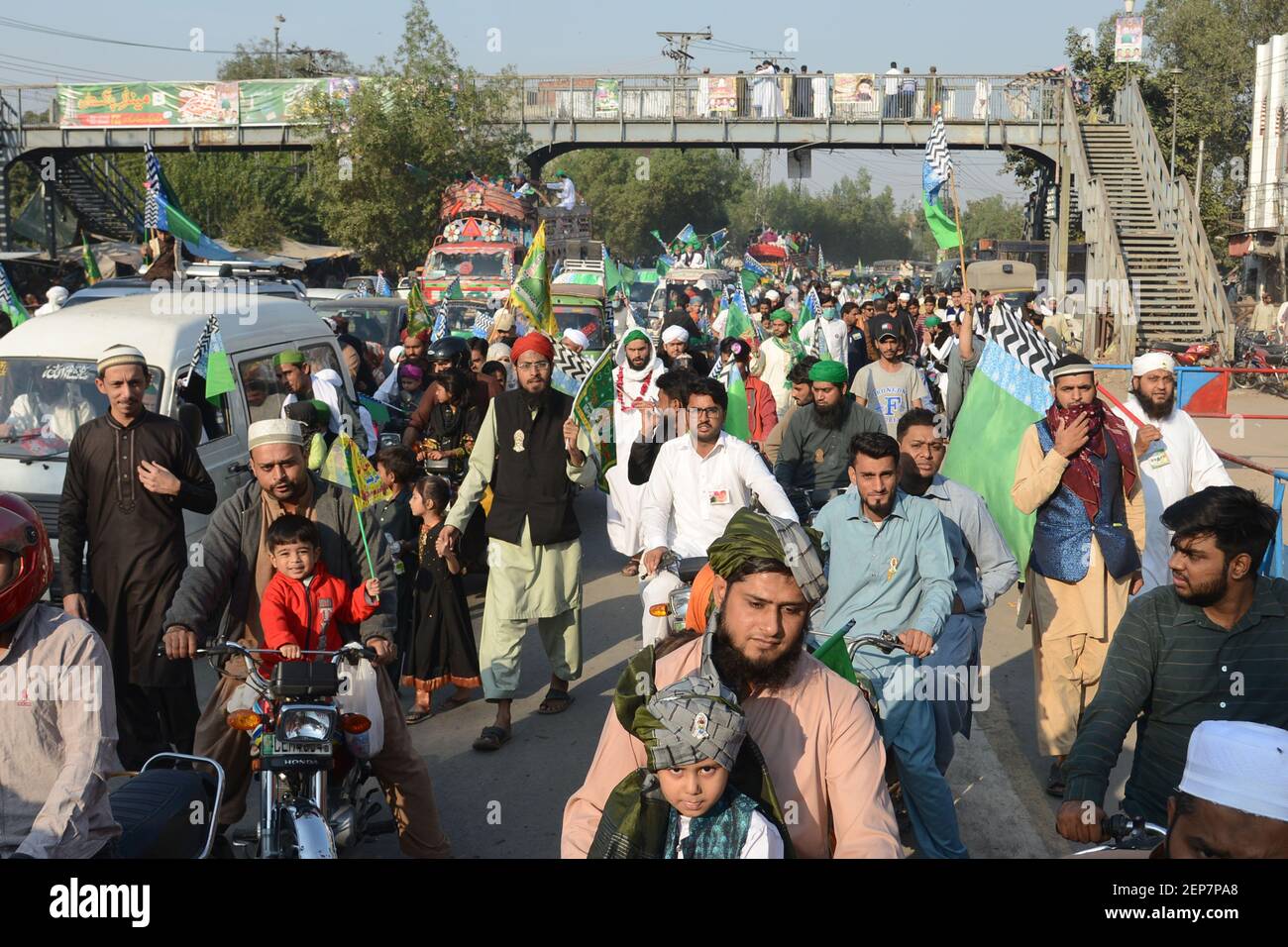 Pakistani faithful devotees people participate in a procession of Eid ...
